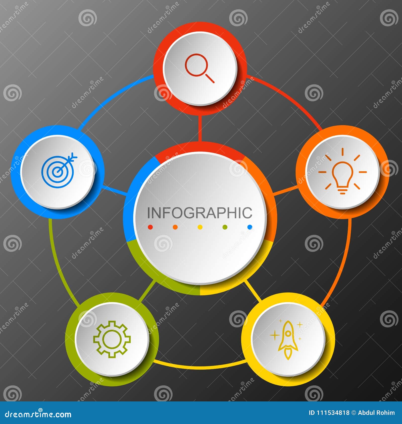 Infographic Circular Option Banner with of 5 Step Stock Vector ...