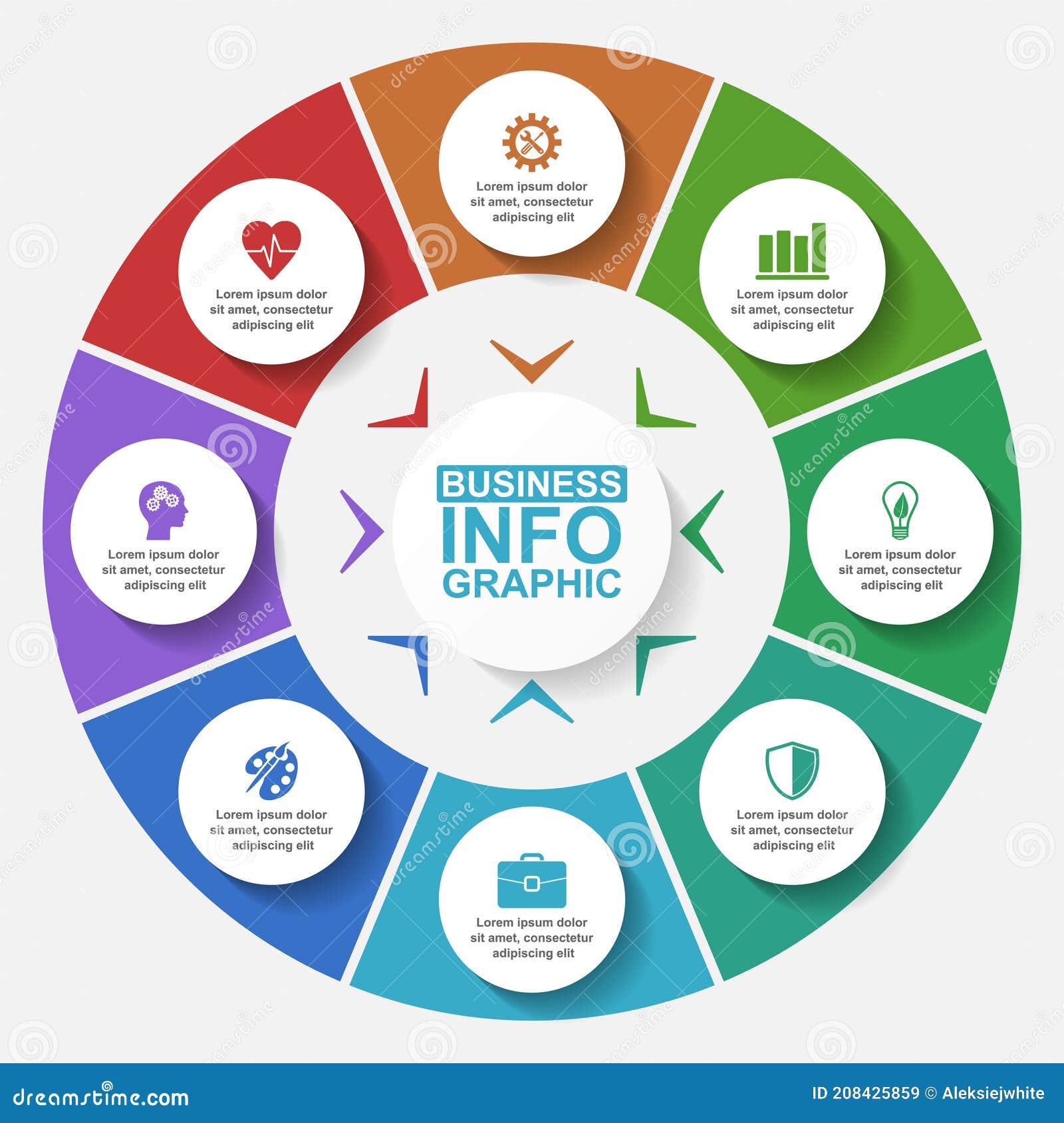 Infographic Circular Vector Template for Presentation, Pie Chart ...