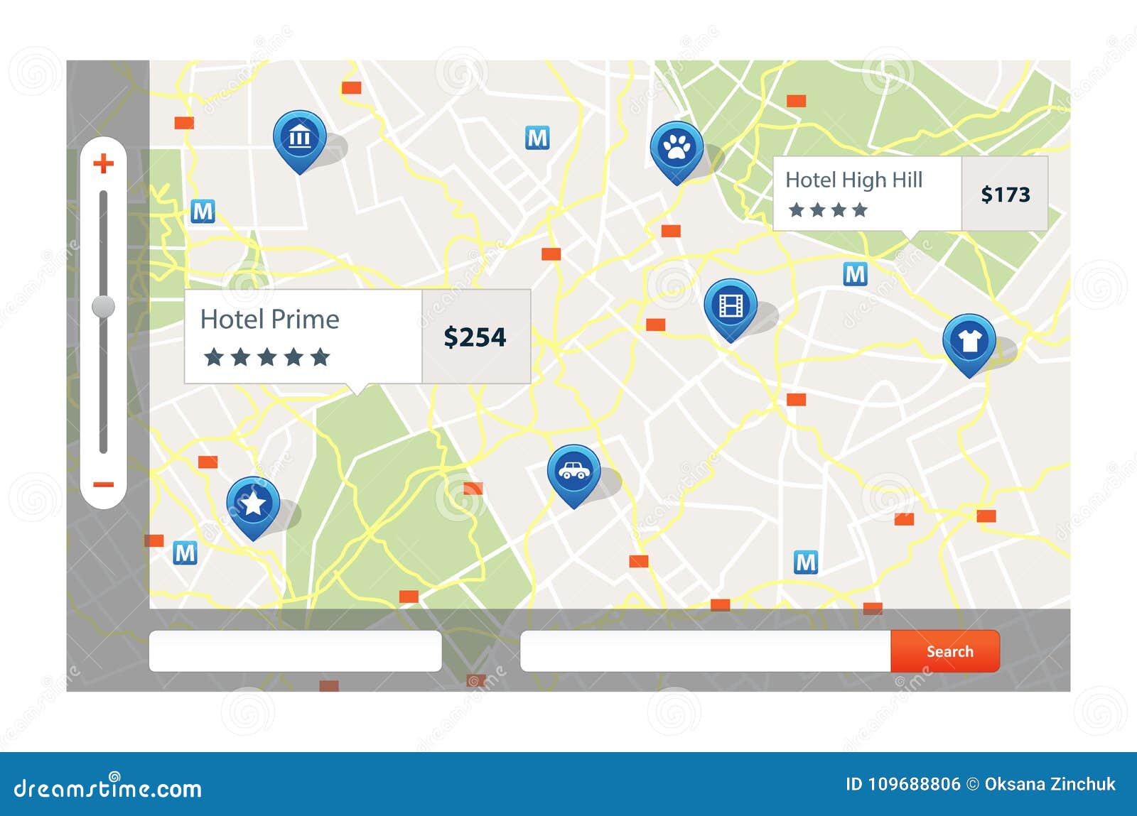 Infographic of City Map Navigation with Pins Stock Vector ...