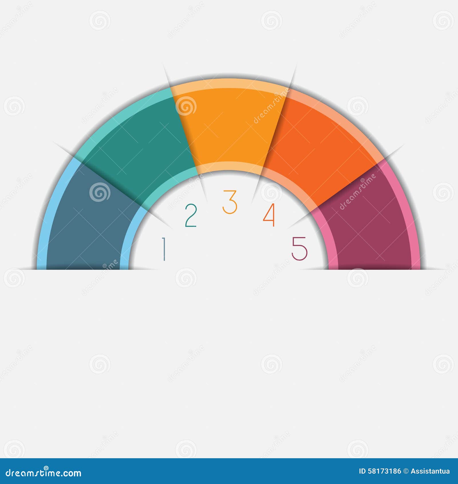 Infographic Color Semicircle on 5 Positions Stock Illustration ...