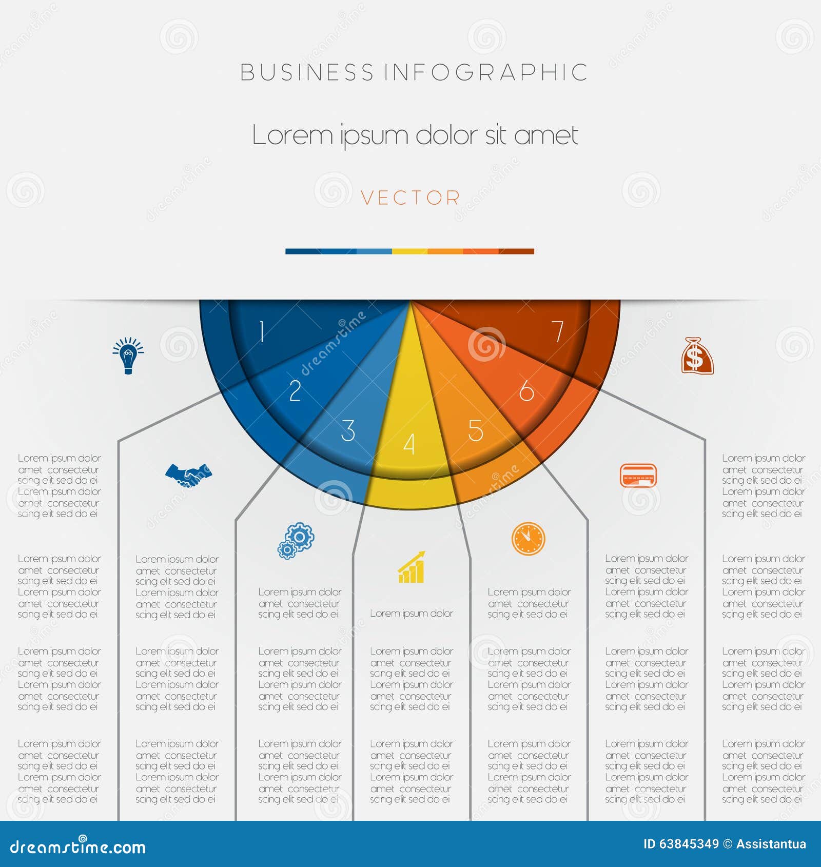 Infographic Color Semicircle on Seven Positions Stock Vector ...