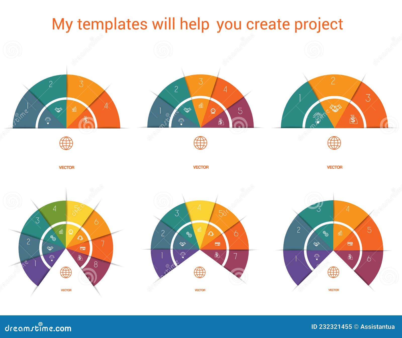 Infographic. Color Semicircle Stock Vector - Illustration of geometric ...