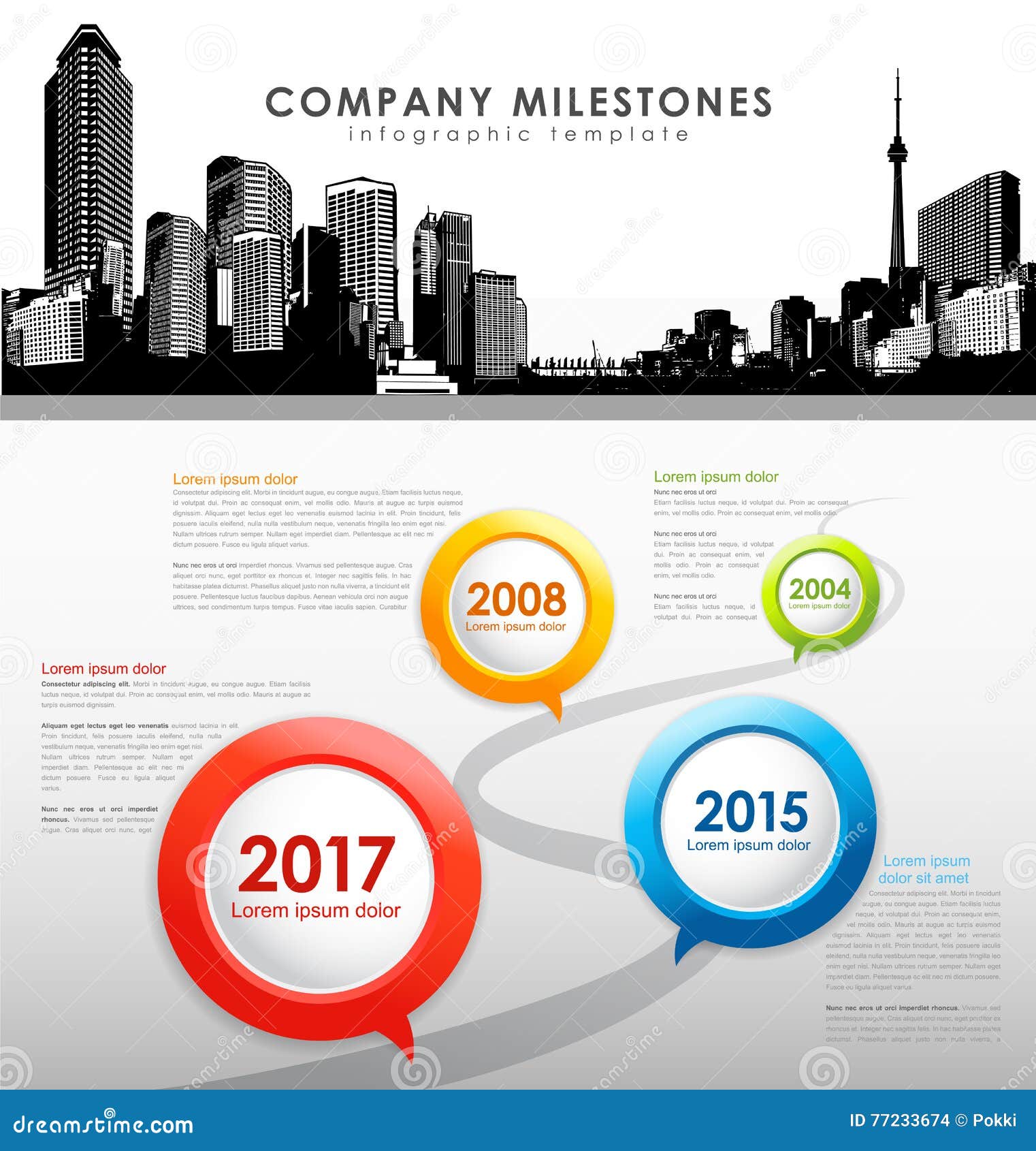Infographic Company Milestones Timeline Vector Template Stock Vector ...