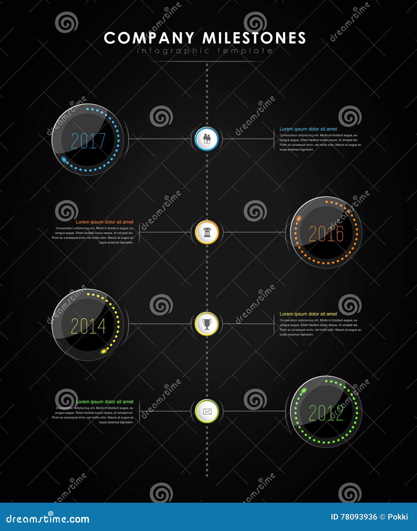 Infographic Company Milestones Timeline Vector Template | CartoonDealer ...