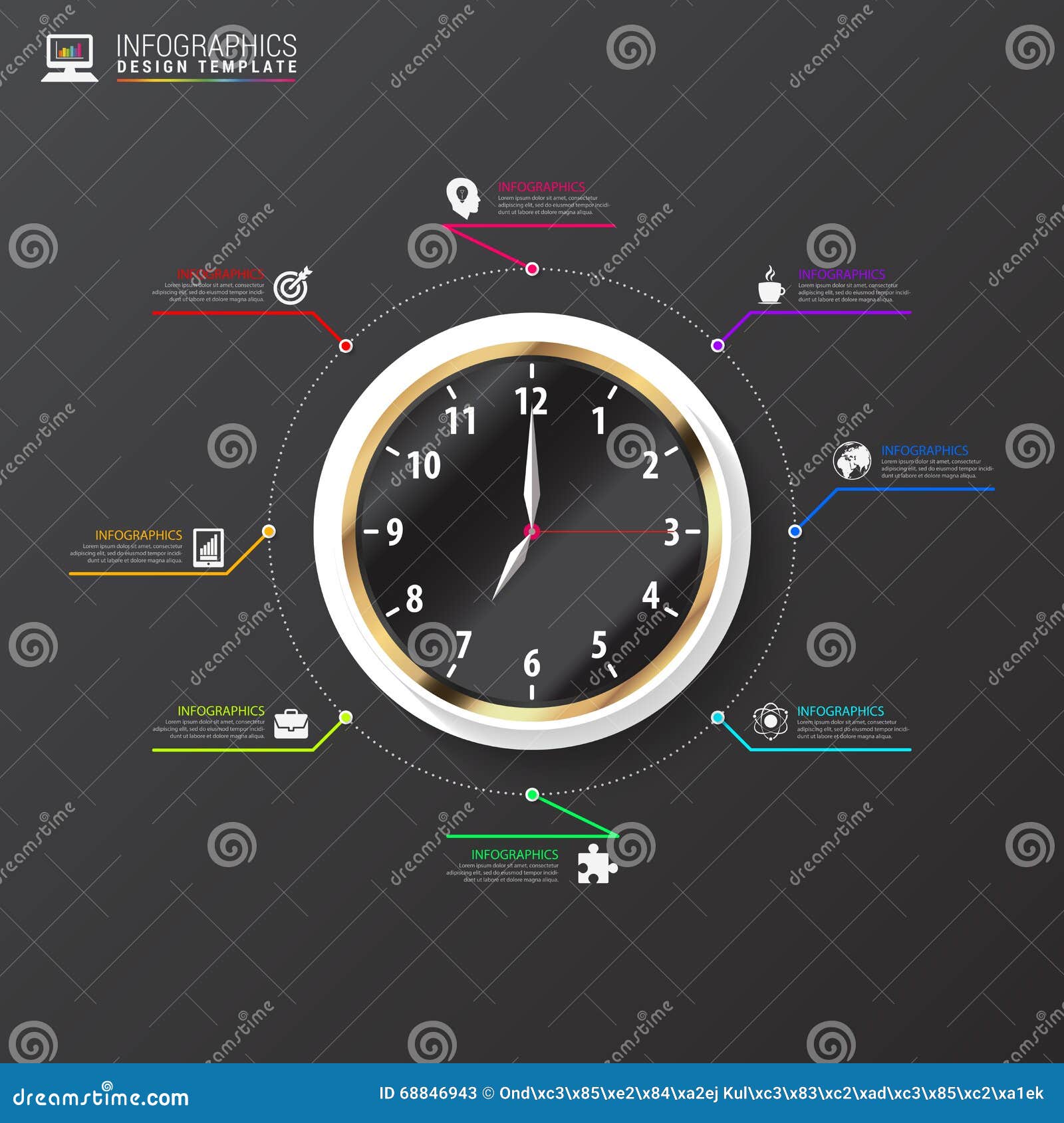 Infographic Concept. Business Clock Stock Vector - Illustration of data ...