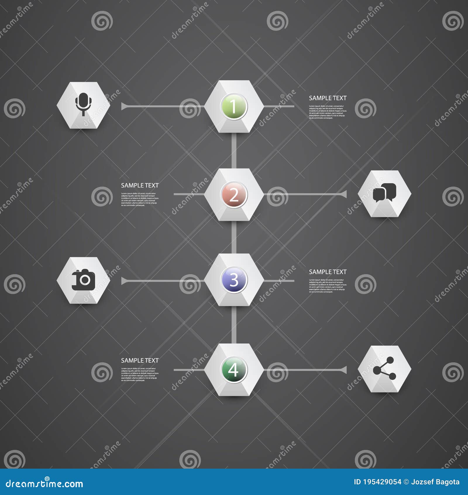 Infographic Concept with Hexagonal Icons - Flow Chart Design and ...