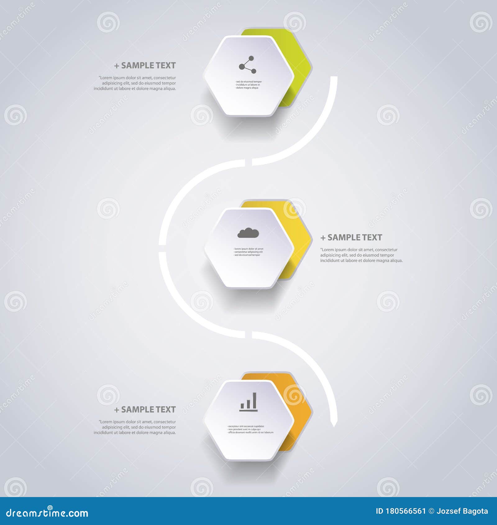 Infographic Concept with Hexagons - Flow Chart Design - Timeline Stock ...