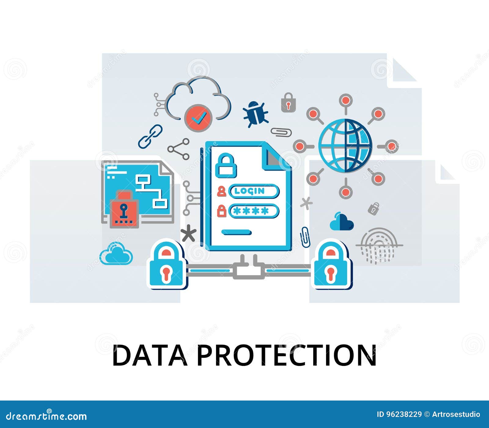 Infographic Concept of Internet Security, Network Protection and Stock ...