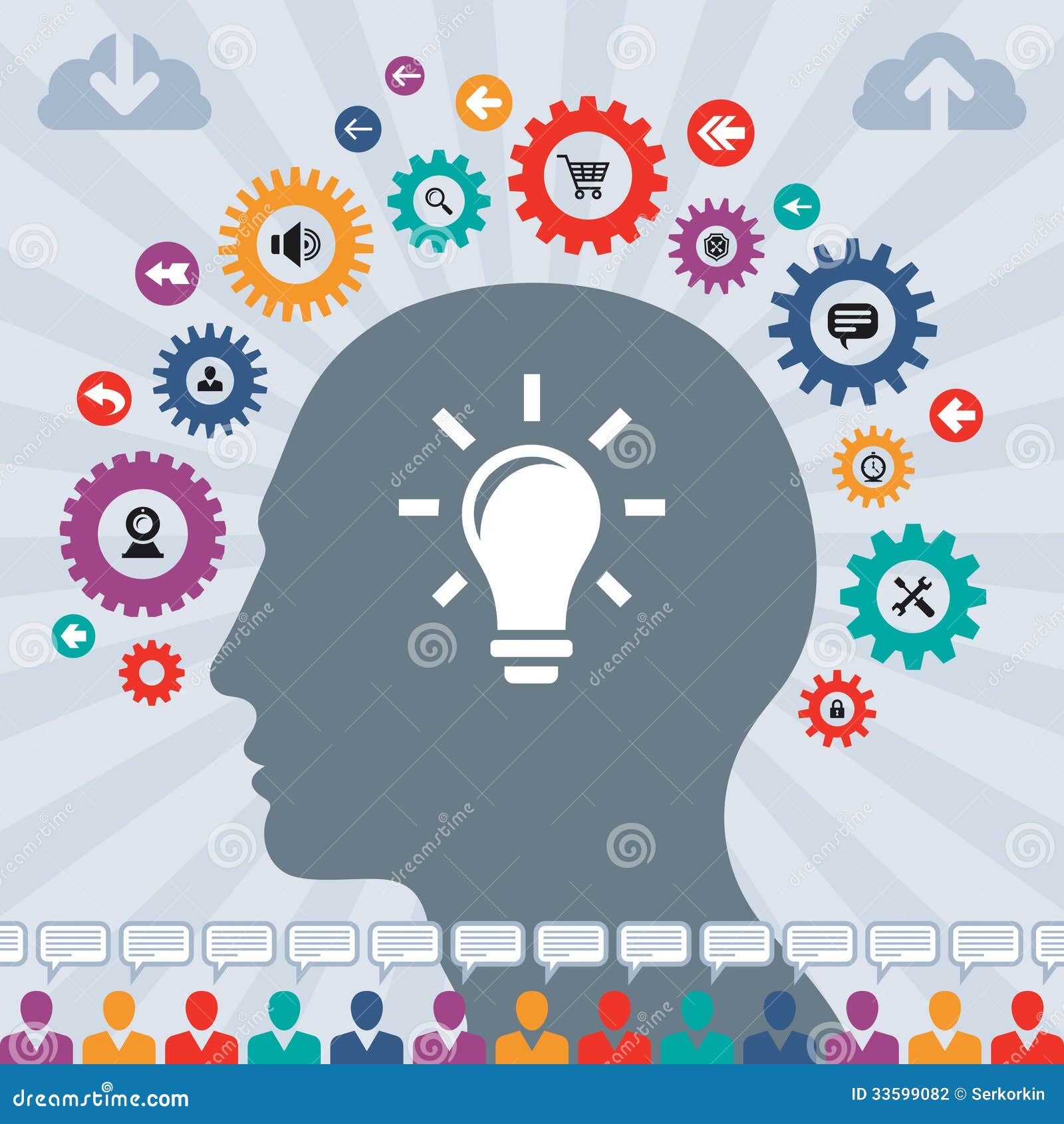 Infographic Concept of Social Media with a Human Head Stock Vector ...