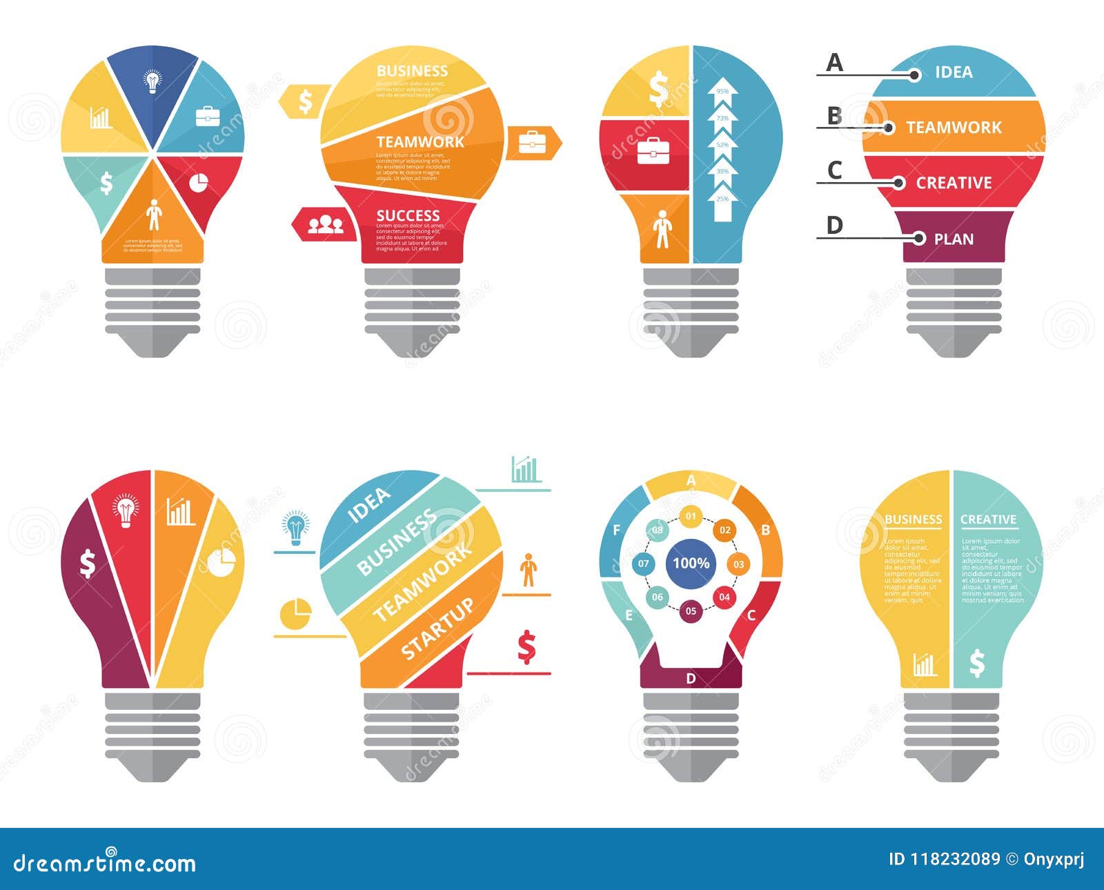 Infographic Concepts with Shape of Lighting Bulb. Visualization of ...