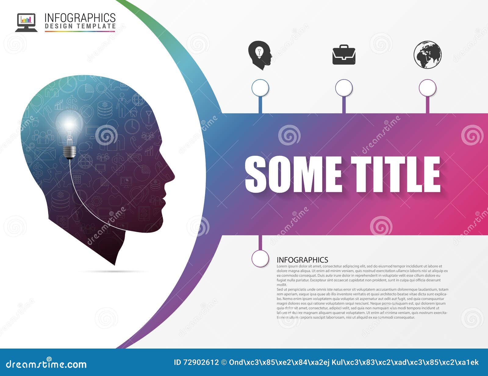 Infographic. Creative Head. Colorful Circle with Icons Stock Vector ...