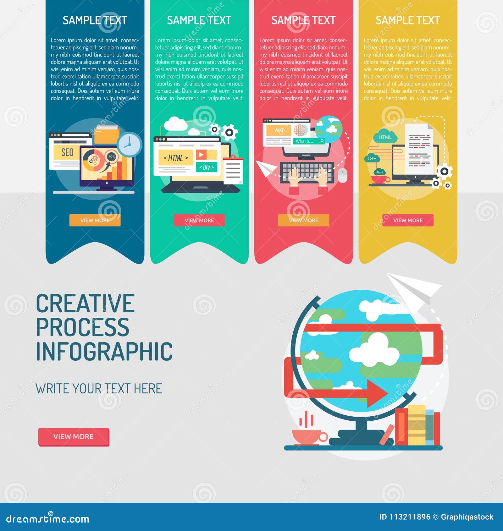 Creative Process Infographic Complex Stock Illustration - Illustration ...