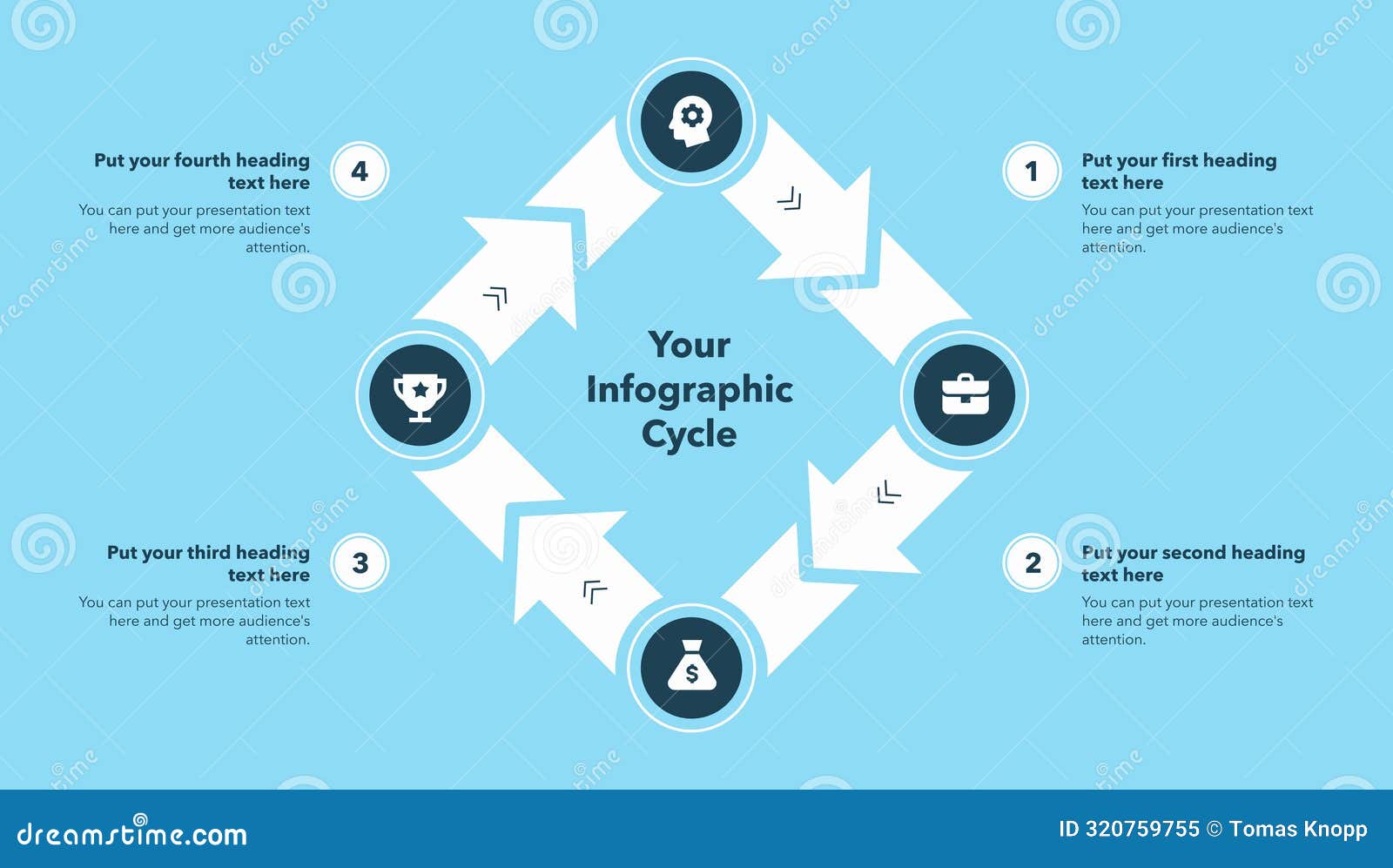 Infographic Cycle Template with Four Steps - Blue Version Stock Vector ...
