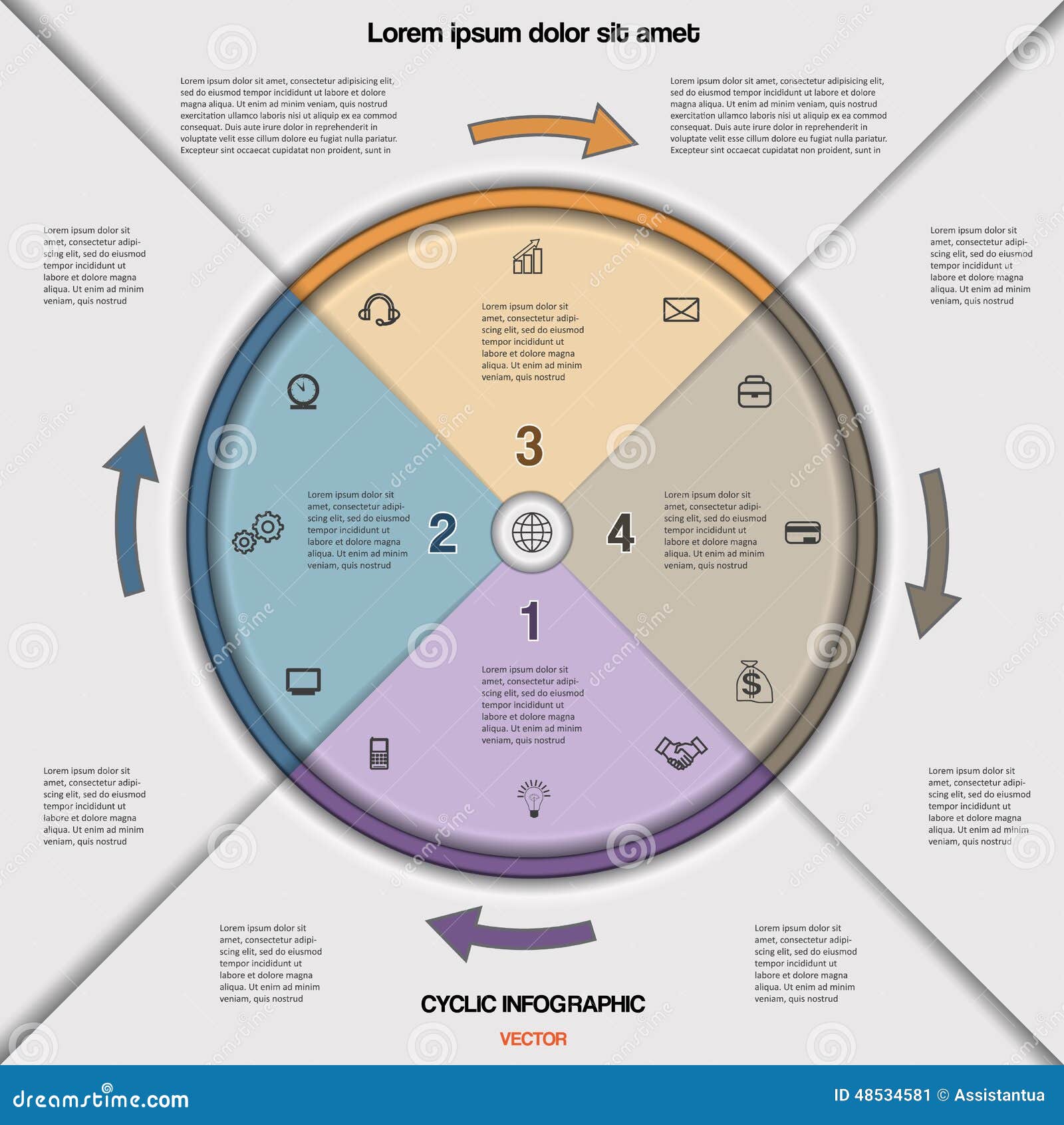 Infographic Cyclic Business Process Or Workflow Vector Illustration ...