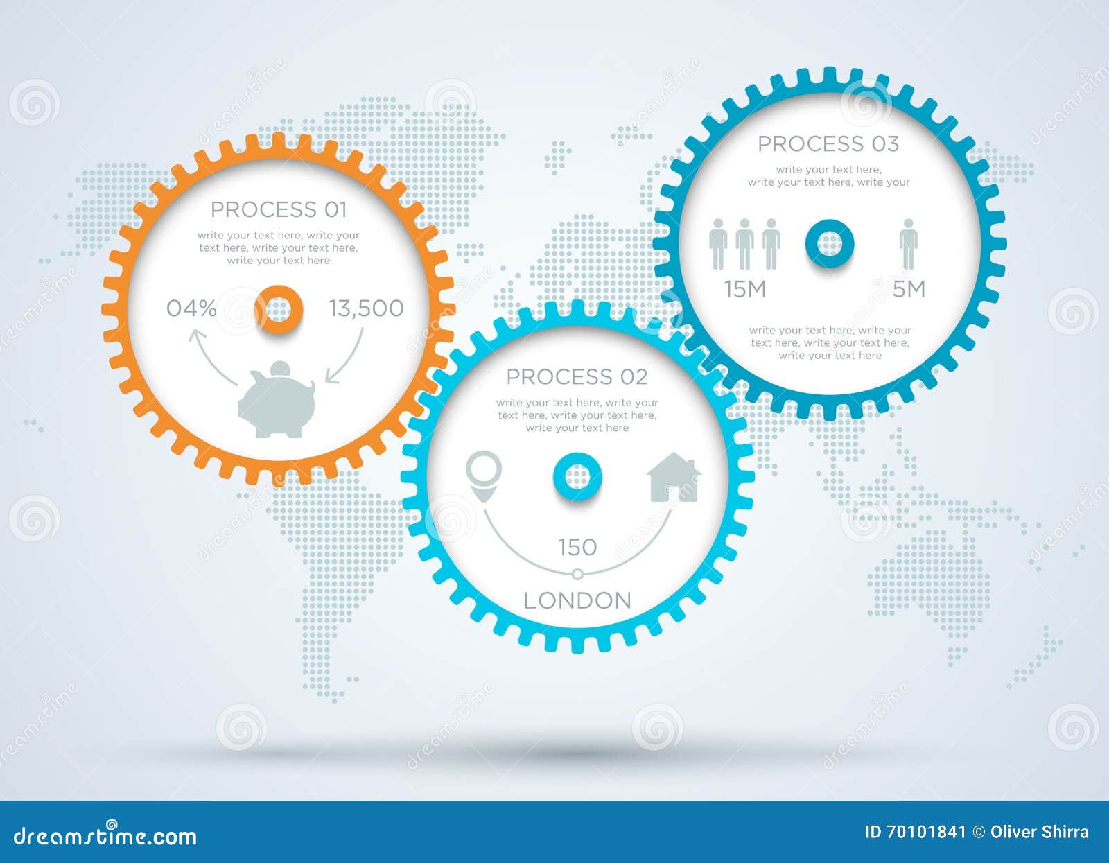 Infographic 3d Cogs with Dots World Map Back Drop a Stock Vector ...