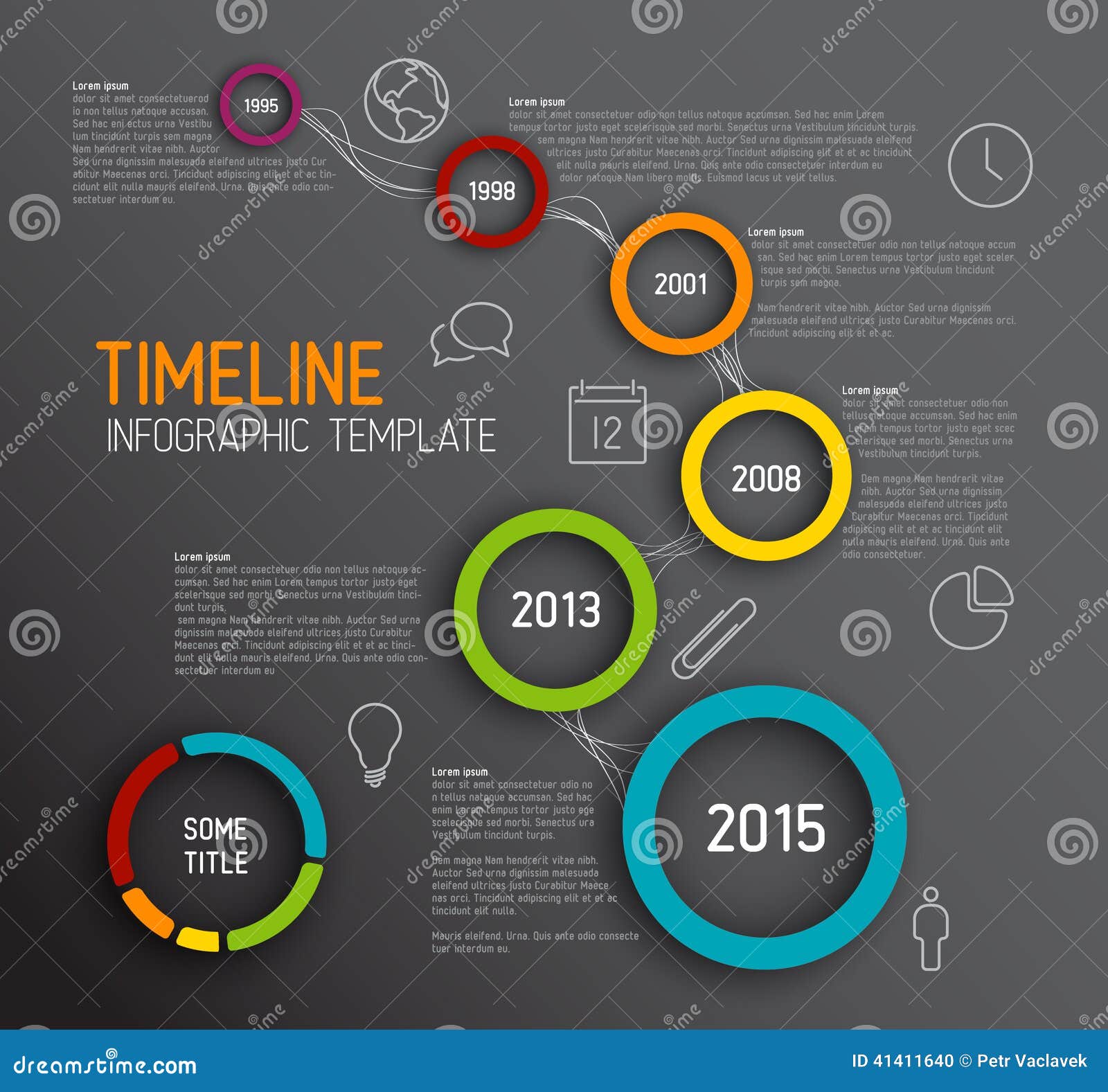 Infographic Dark Timeline Report Template with Circles Stock ...