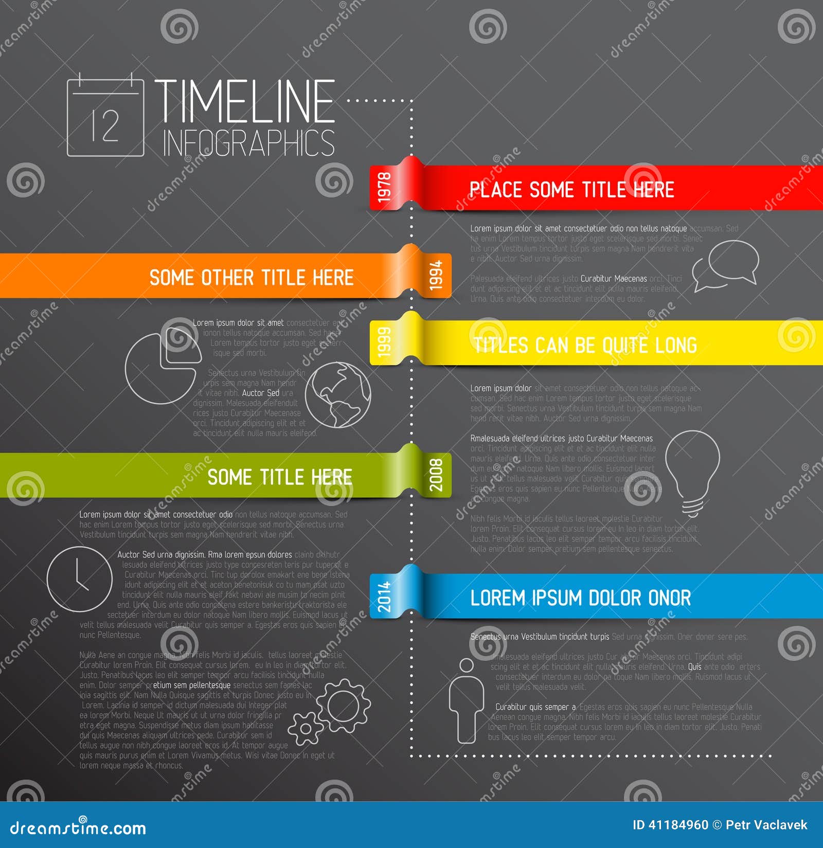 Infographic Dark Timeline Report Template Stock Vector - Illustration ...