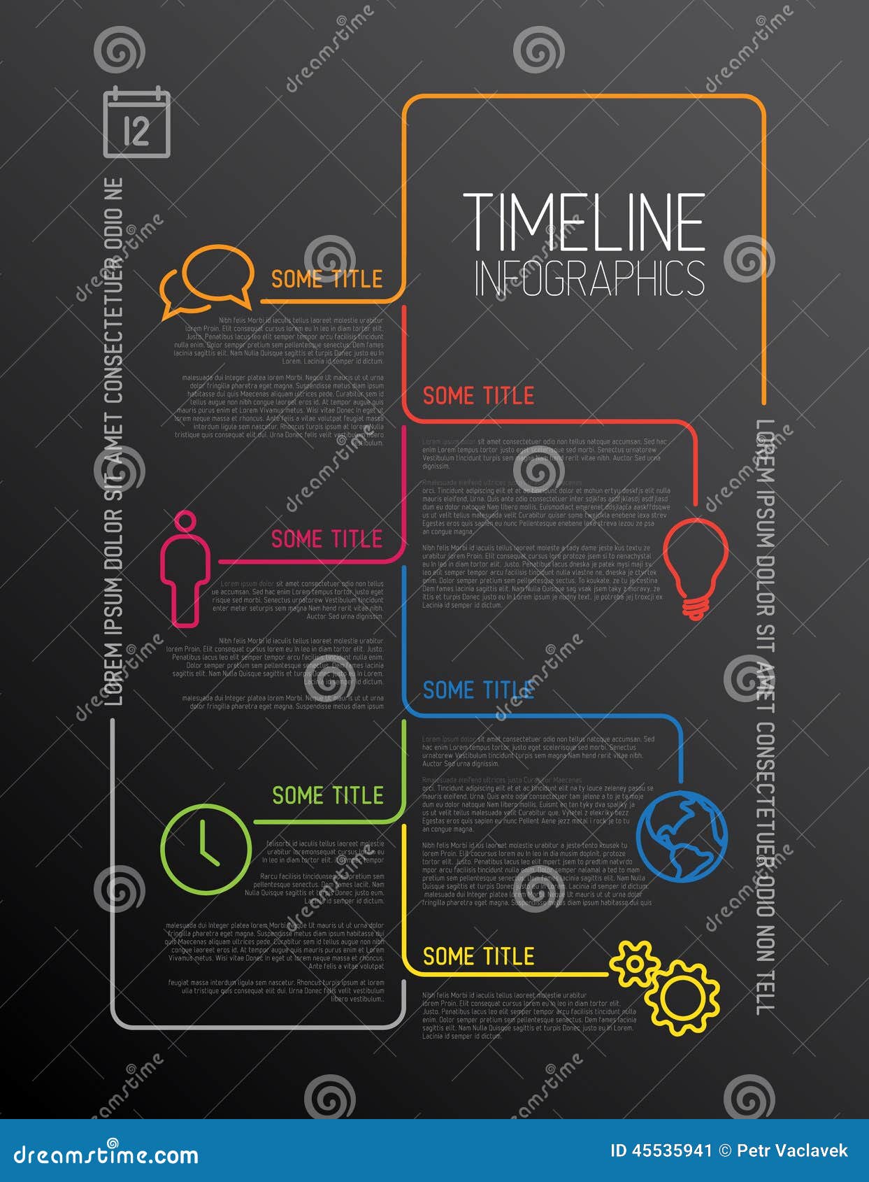 Infographic Dark Timeline Report Template Stock Vector - Illustration ...