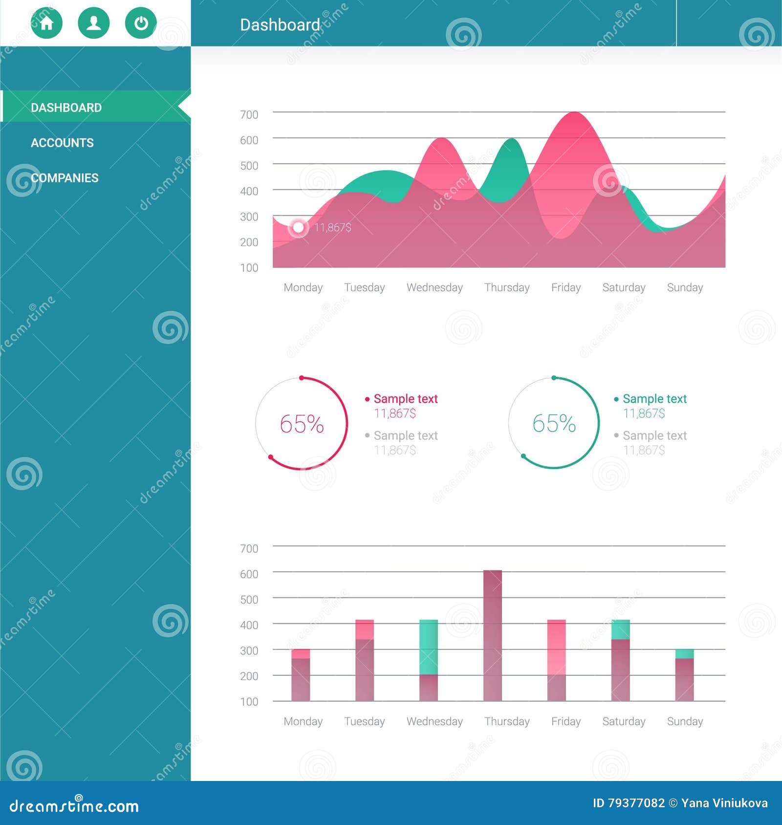 Infographic Dashboard Illustration. Processing And Analysis Of Data ...