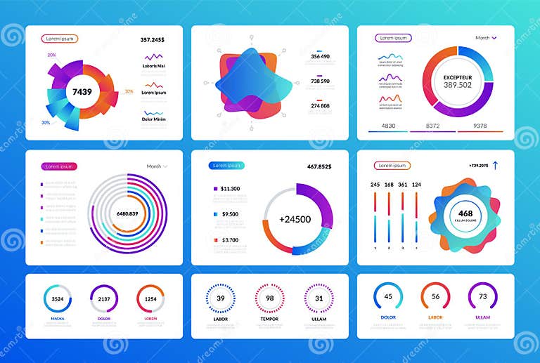 Infographic Dashboard Interface. Admin Panel with Graphs, Chart Diagrams, Statistic, Data ...