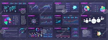 Infographic Dashboard Mockups with Pie Charts, Information, Diagrams ...