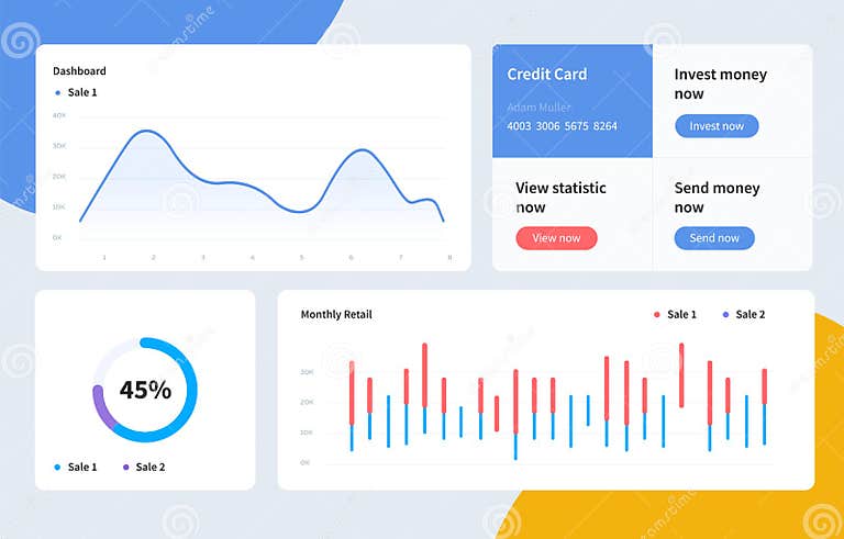 Infographic Dashboard Template with Flat Design Graphs and Charts ...