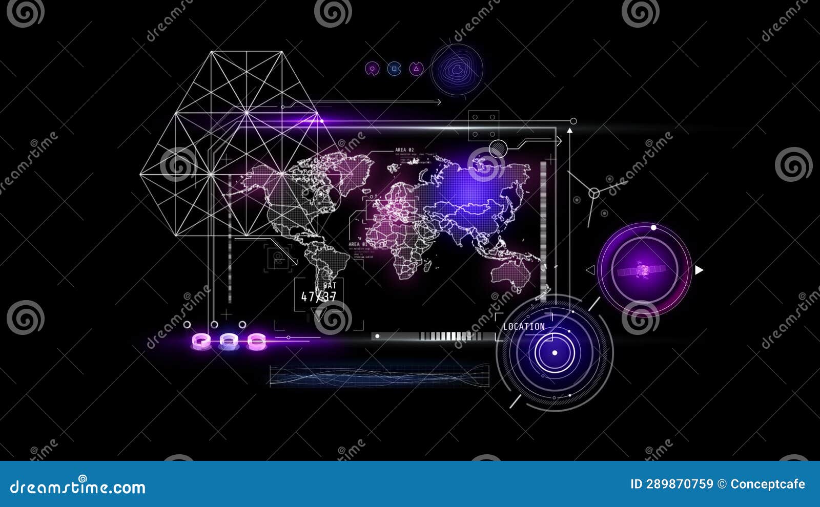 Virtual Earth Map with Infographic Data on the Future Device. Stock ...