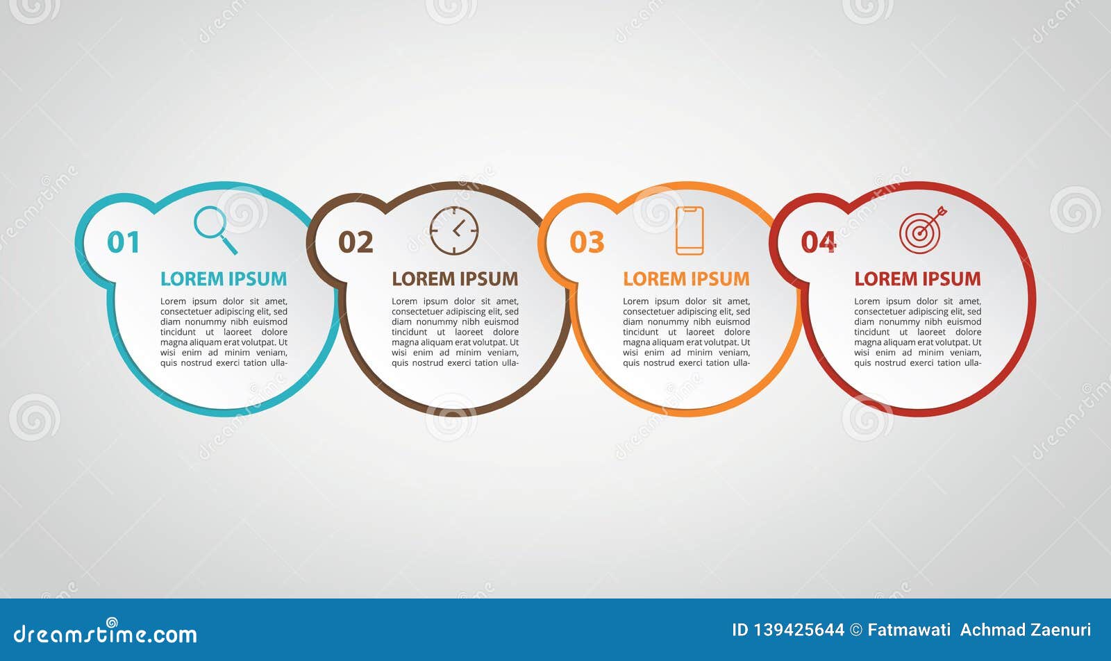 Infographic 4 Data Template Process Horizontal Process List Step ...