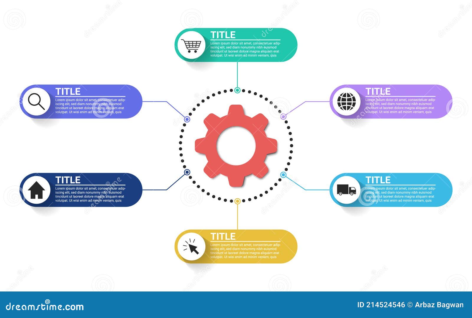 Infographic Data Visualization Presentation Chart 6 Step Gear Process ...