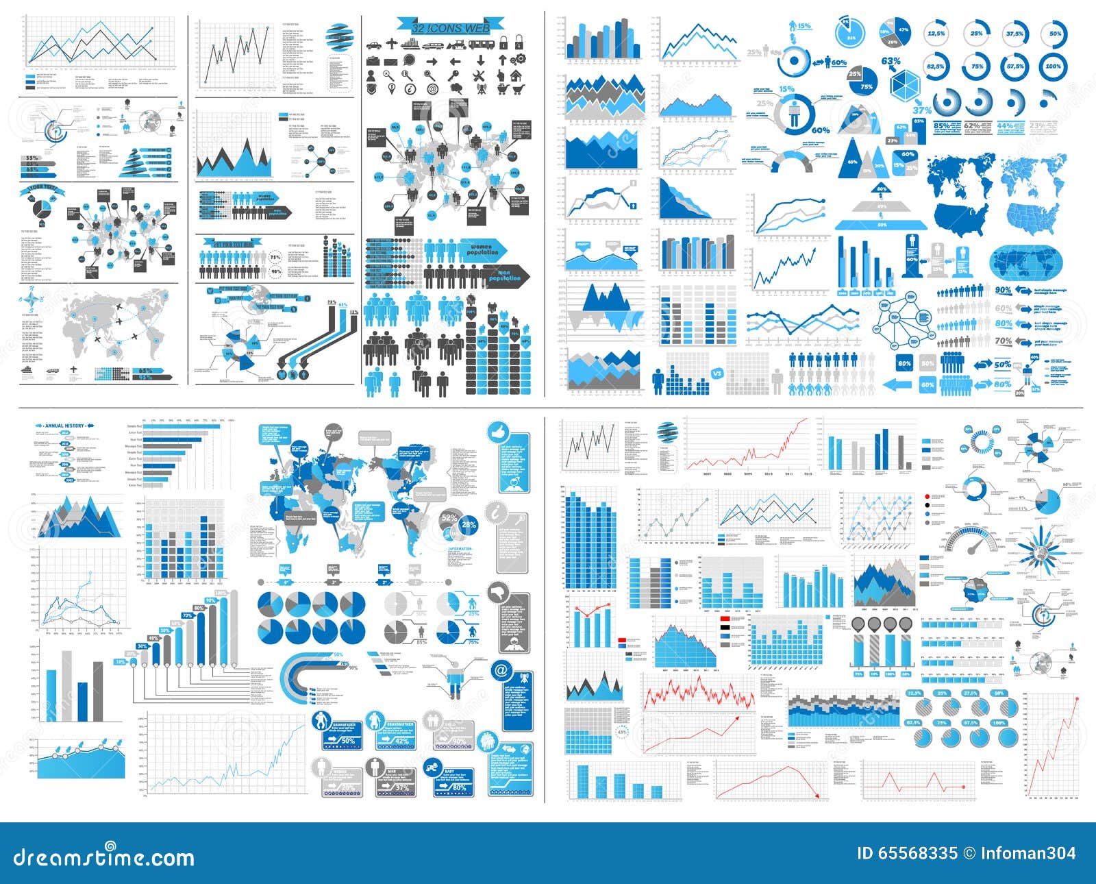 Infographic Demographic Elements Chart and Graphic Collection Stock ...