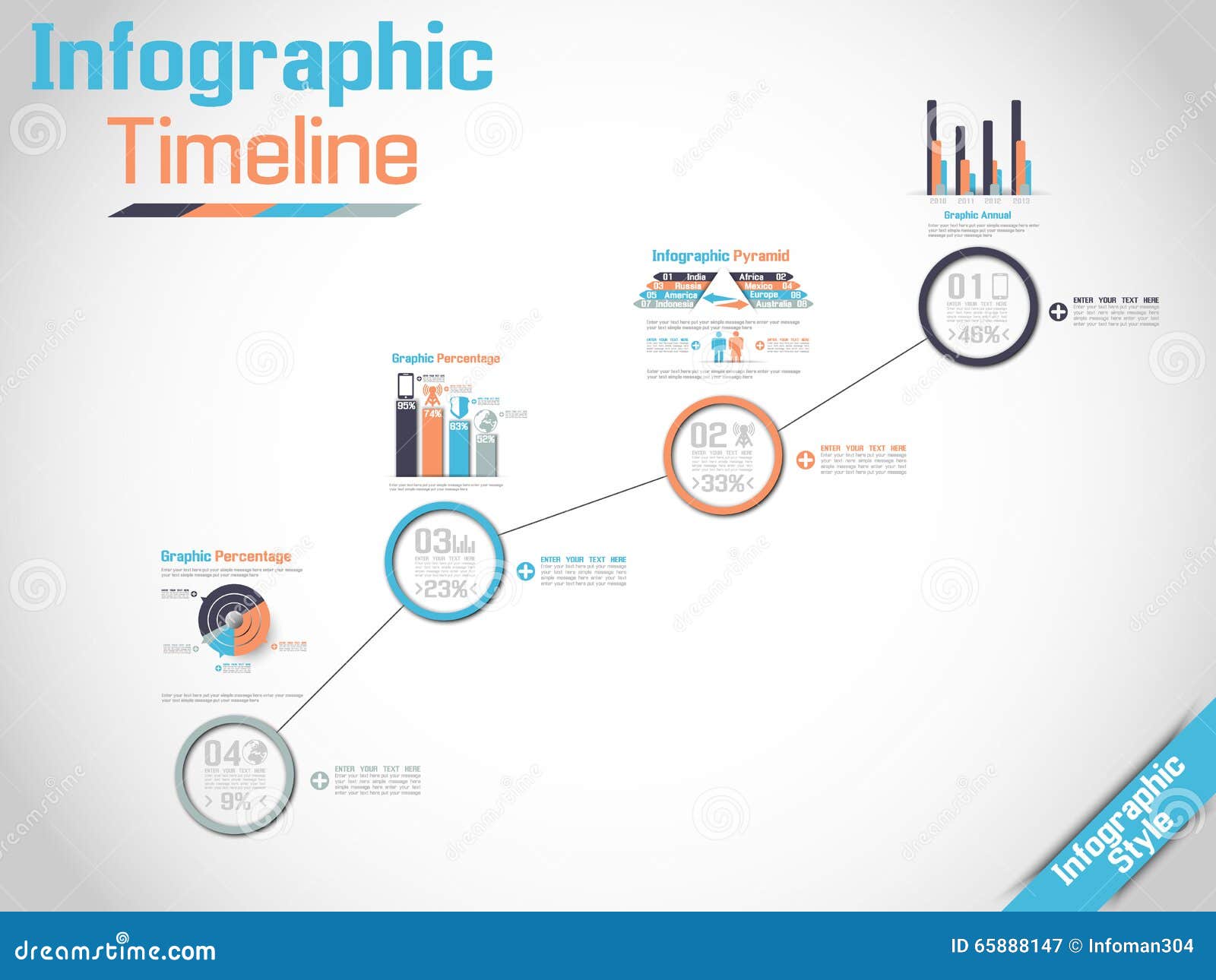 Infographic Demographic Elements Chart and Graphic Timeline Stock ...