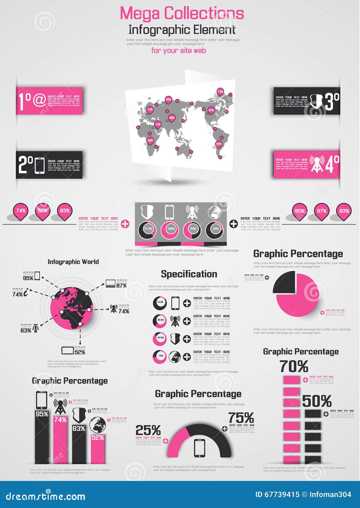 Infographic Demographic Elements Chart and Graphic Stock Vector ...