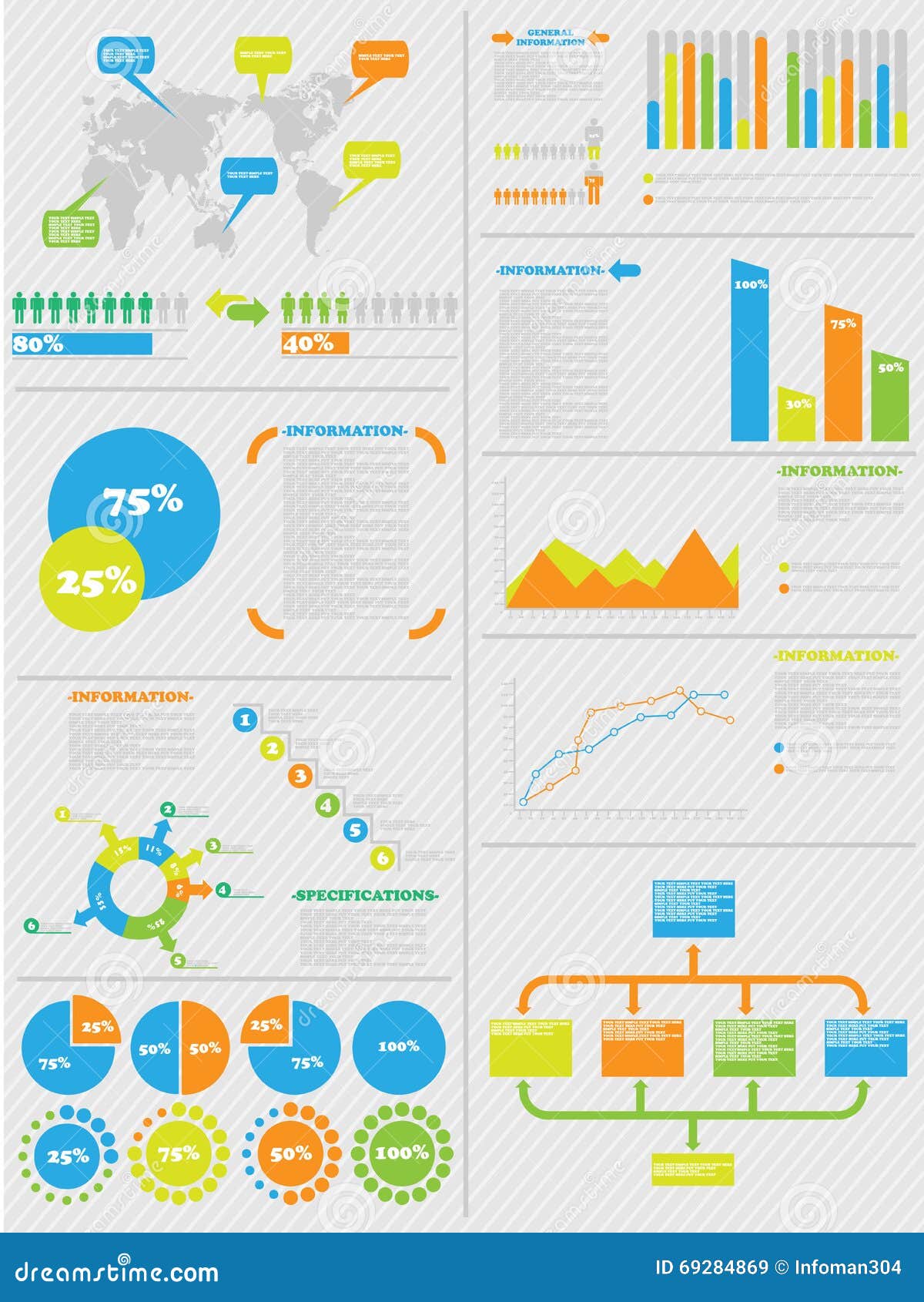Infographic Demographic Elements Chart and Graphic for Web Stock Vector ...