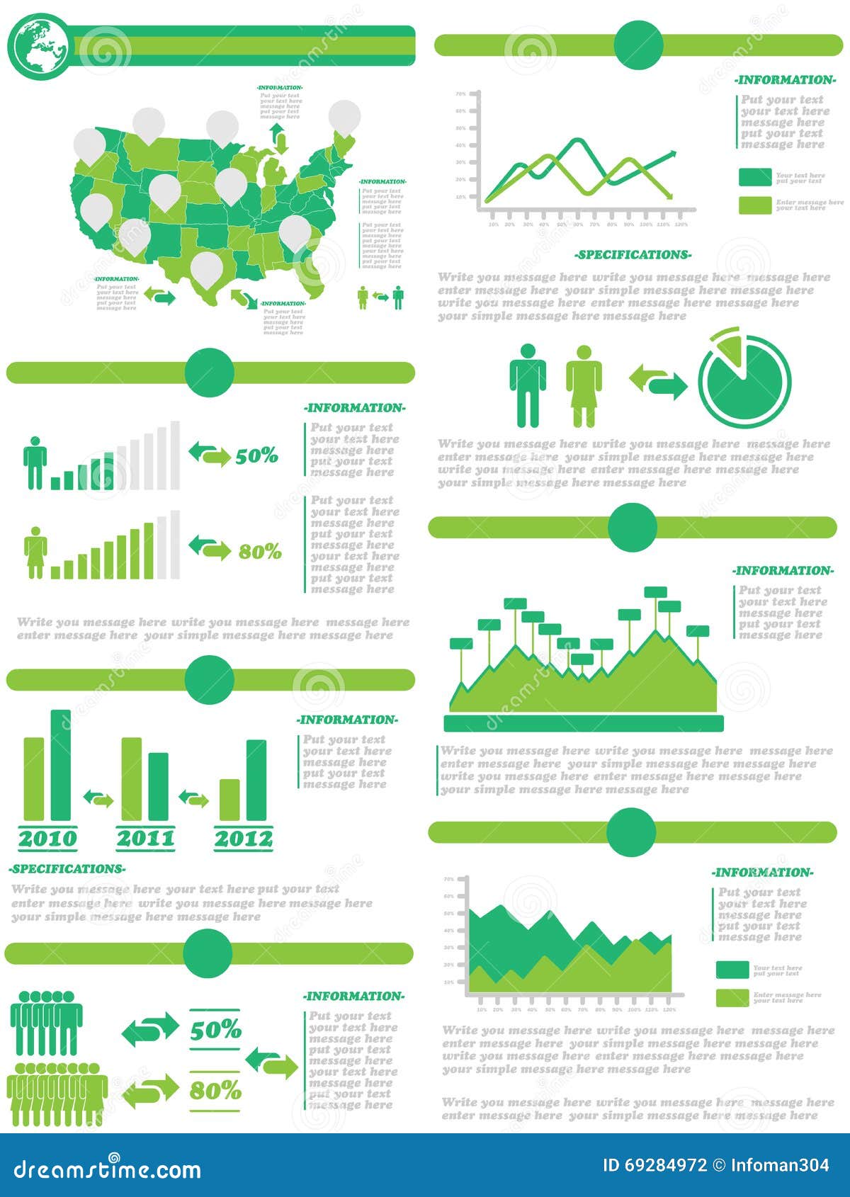 Infographic Demographic Elements Chart and Graphic for Web Stock Vector ...