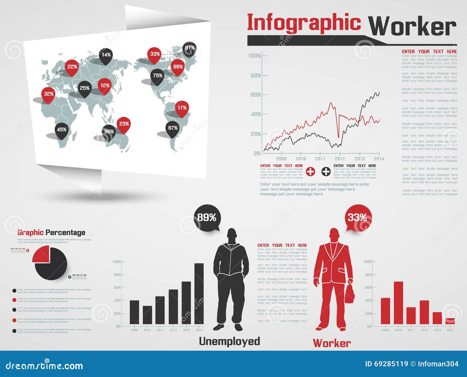 Infographic Demographic Elements Chart and Graphic for Web Stock Vector ...