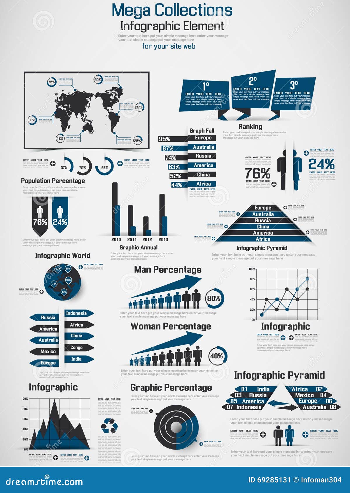 Infographic Demographic Elements Chart and Graphic for Web Stock Vector ...