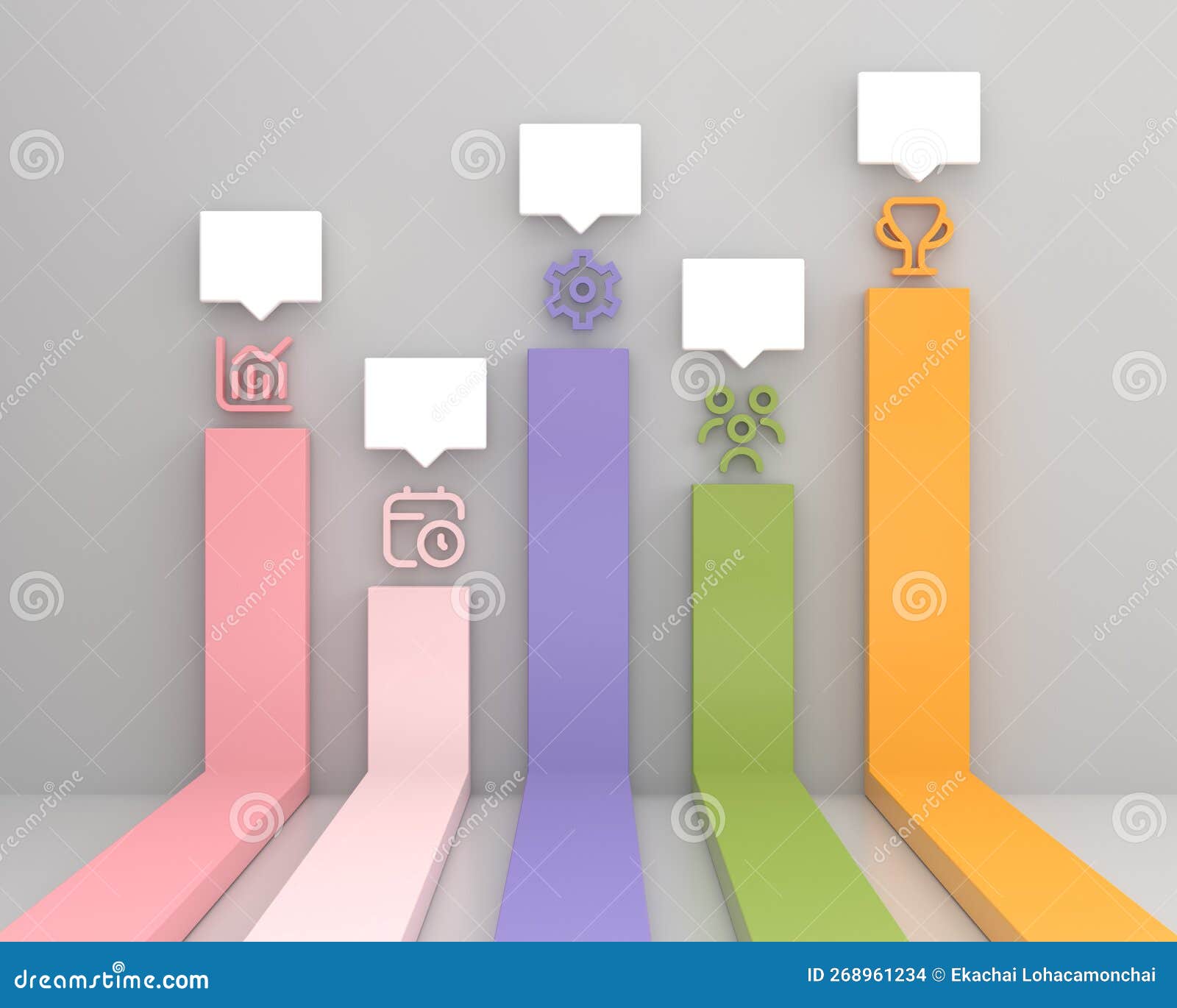 Infographic Design, Bar Chart Rising on the Wall, Presentation Template ...