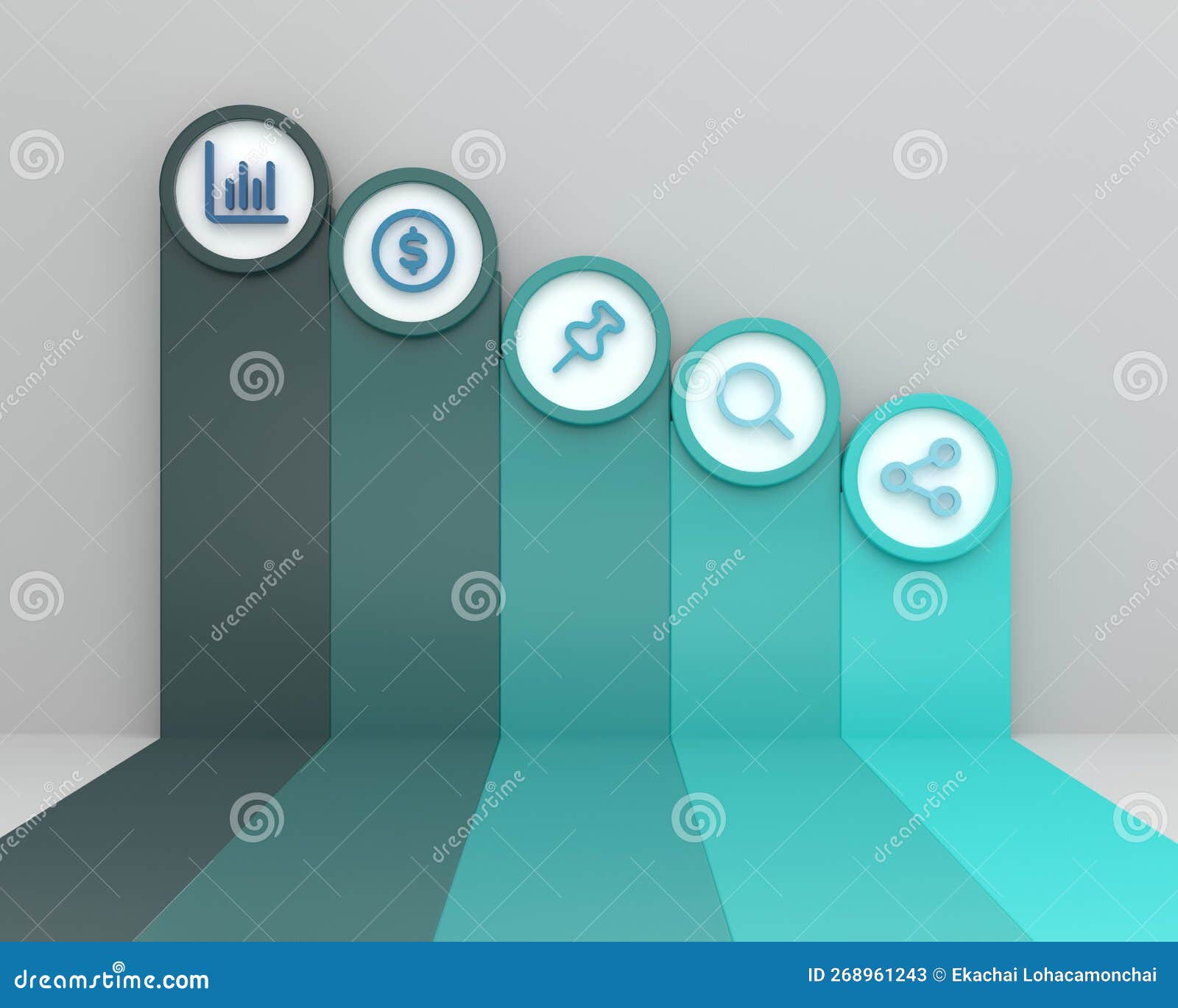 Infographic Design, Bar Chart Rising on the Wall, Presentation Template ...