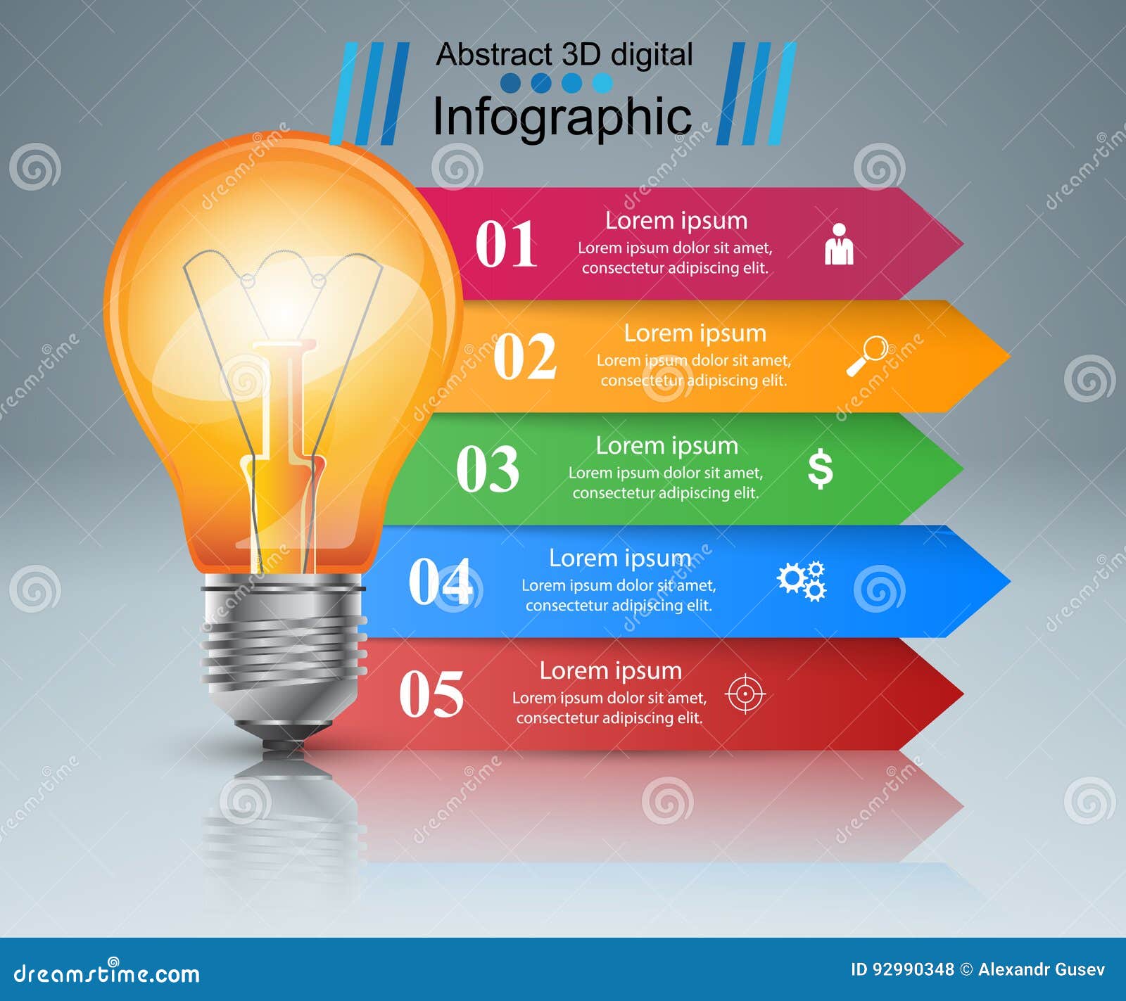 Infographic Design. Bulb, Light Icon. Stock Vector - Illustration of ...