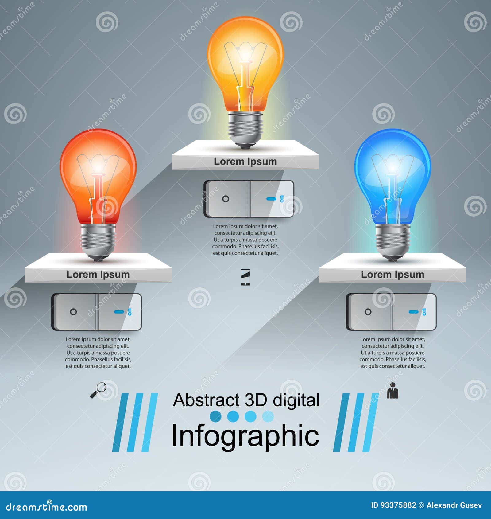 Infographic Design. Bulb, Light Icon. Stock Vector - Illustration of ...