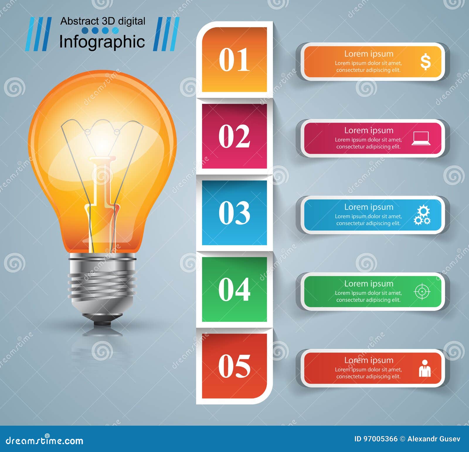 Infographic Design. Bulb, Light Icon. Stock Vector - Illustration of ...