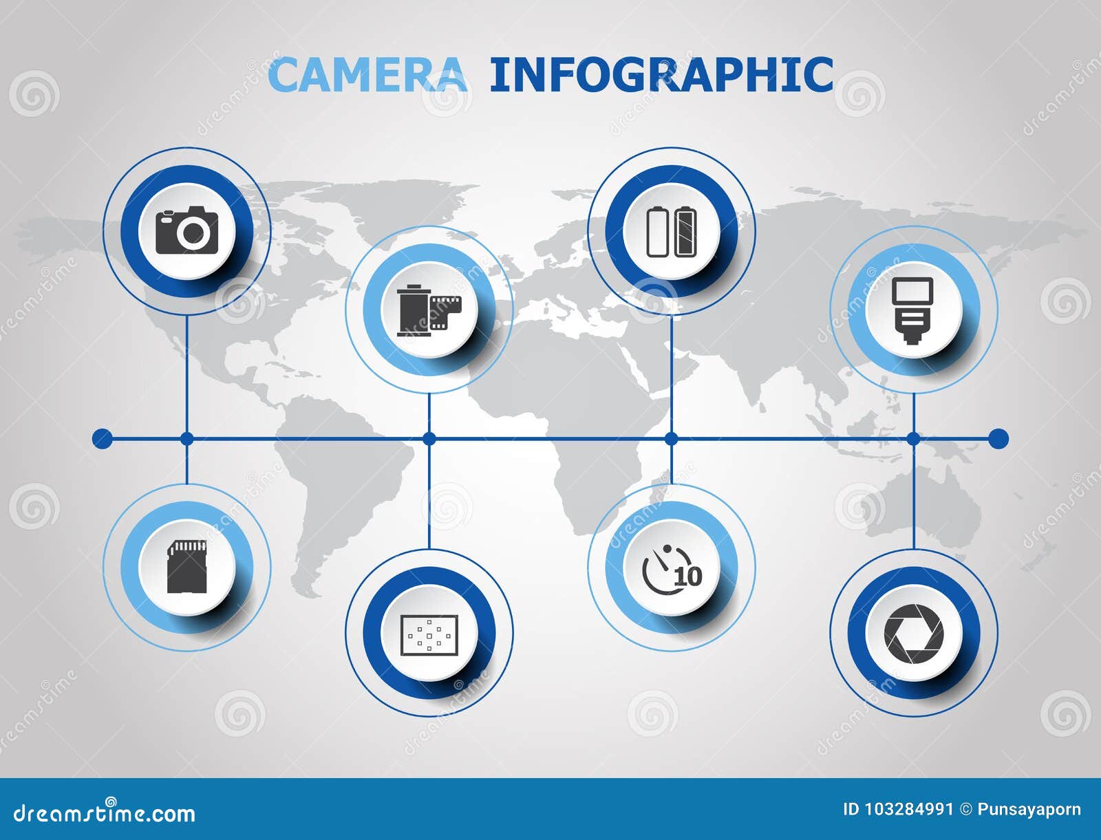 Infographic Design with Camera Icons Stock Vector - Illustration of ...