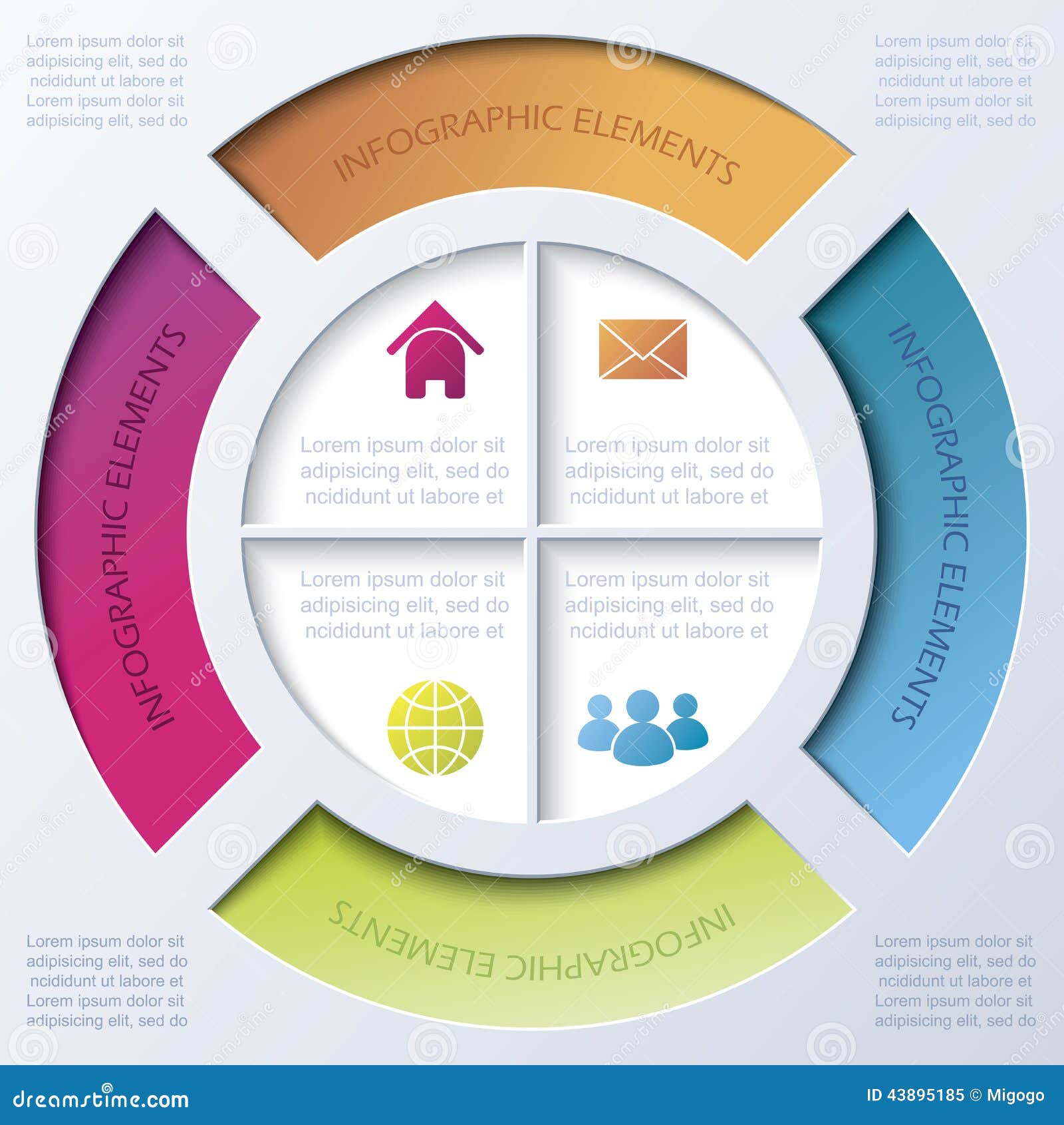 Infographic Design with Circle and Four Segments Stock Illustration ...