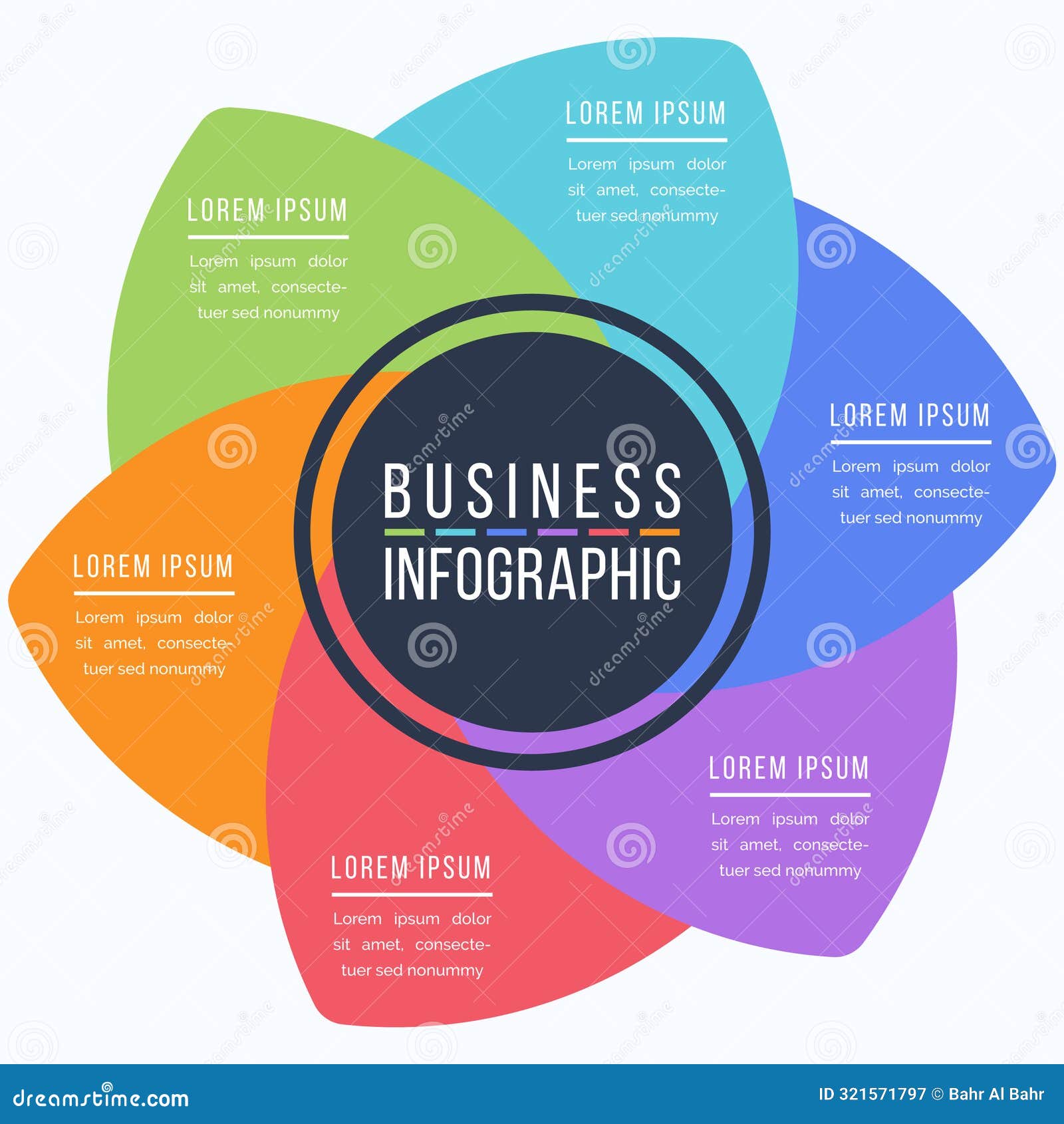 Infographic Design Circle 6 Steps, Objects, Elements or Options ...