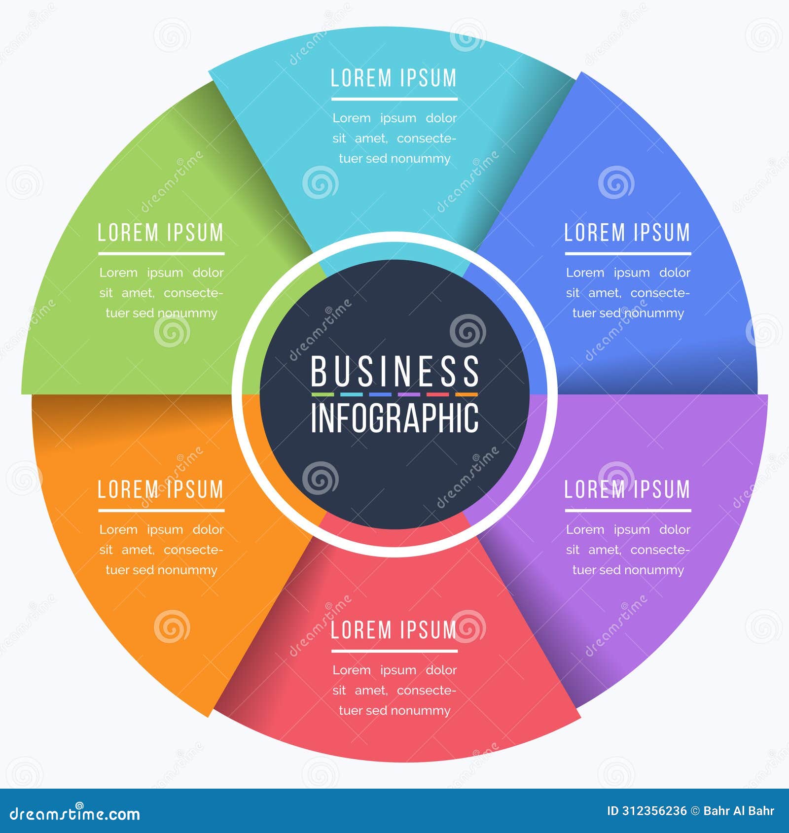 Infographic Design Circle 6 Steps, Objects, Options or Elements ...