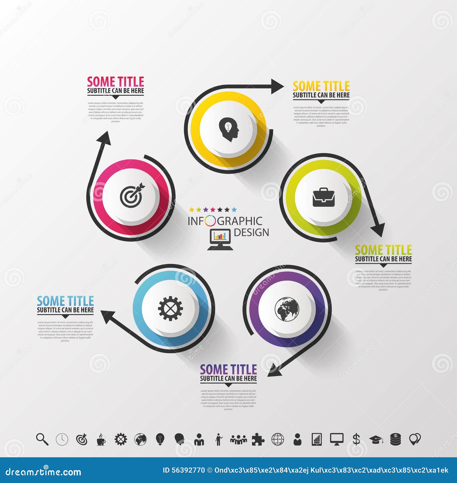Infographic Design Circles on the Grey Background. Vector Stock Vector ...