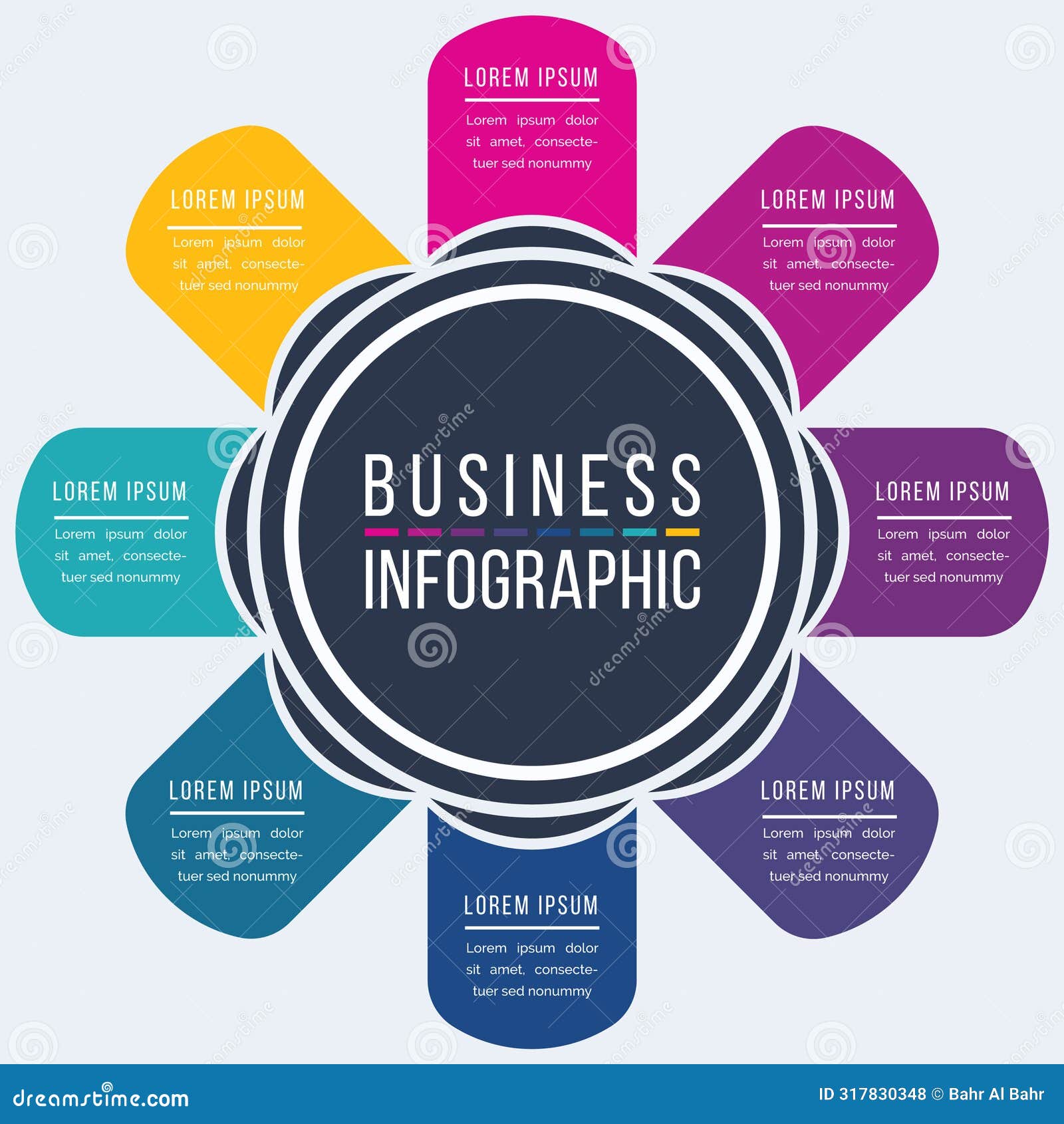 Infographic Design Colorful 8 Steps, Objects, Elements or Options ...