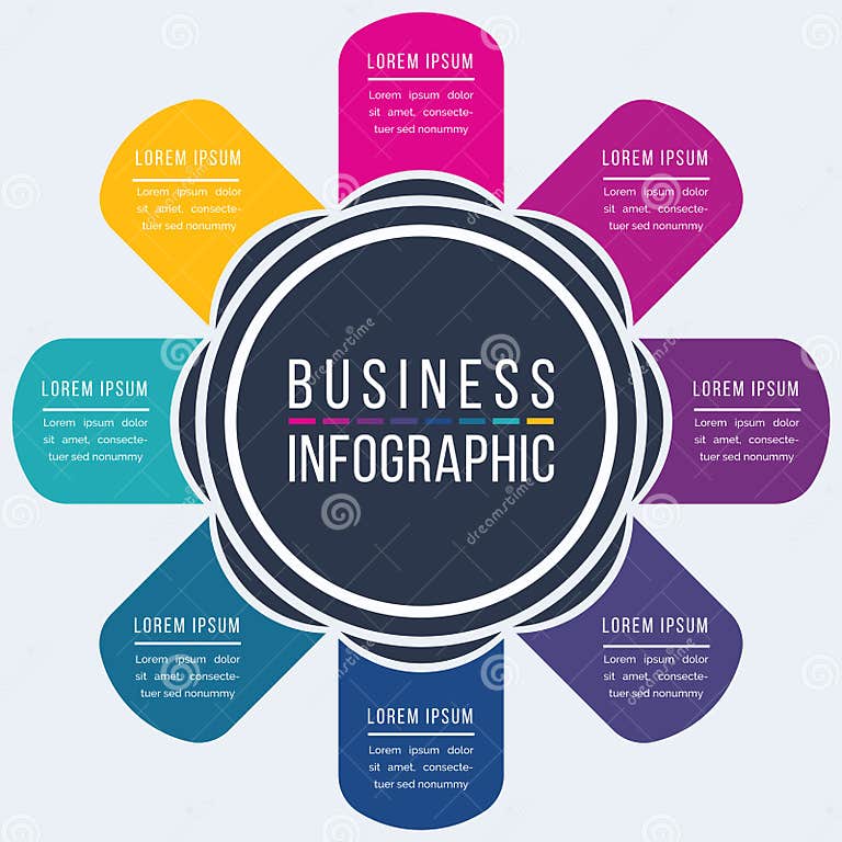 Infographic Design Colorful 8 Steps, Objects, Elements or Options ...