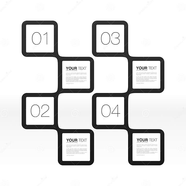 Infographic Design with Connected Boxes on Simple Background Stock ...