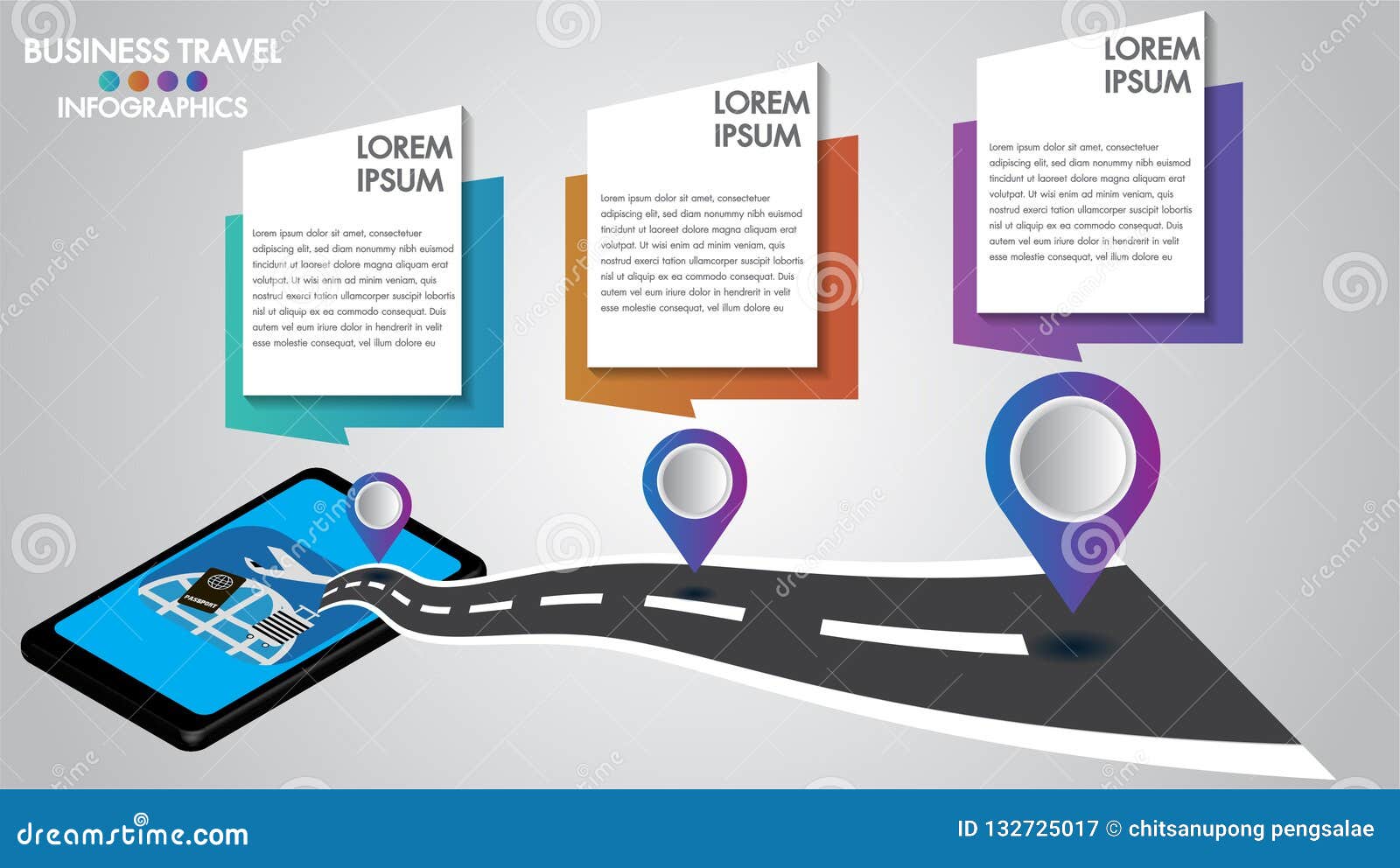 Infographic Design 3d Mobile Tablet with Road Navigation, Concept of ...